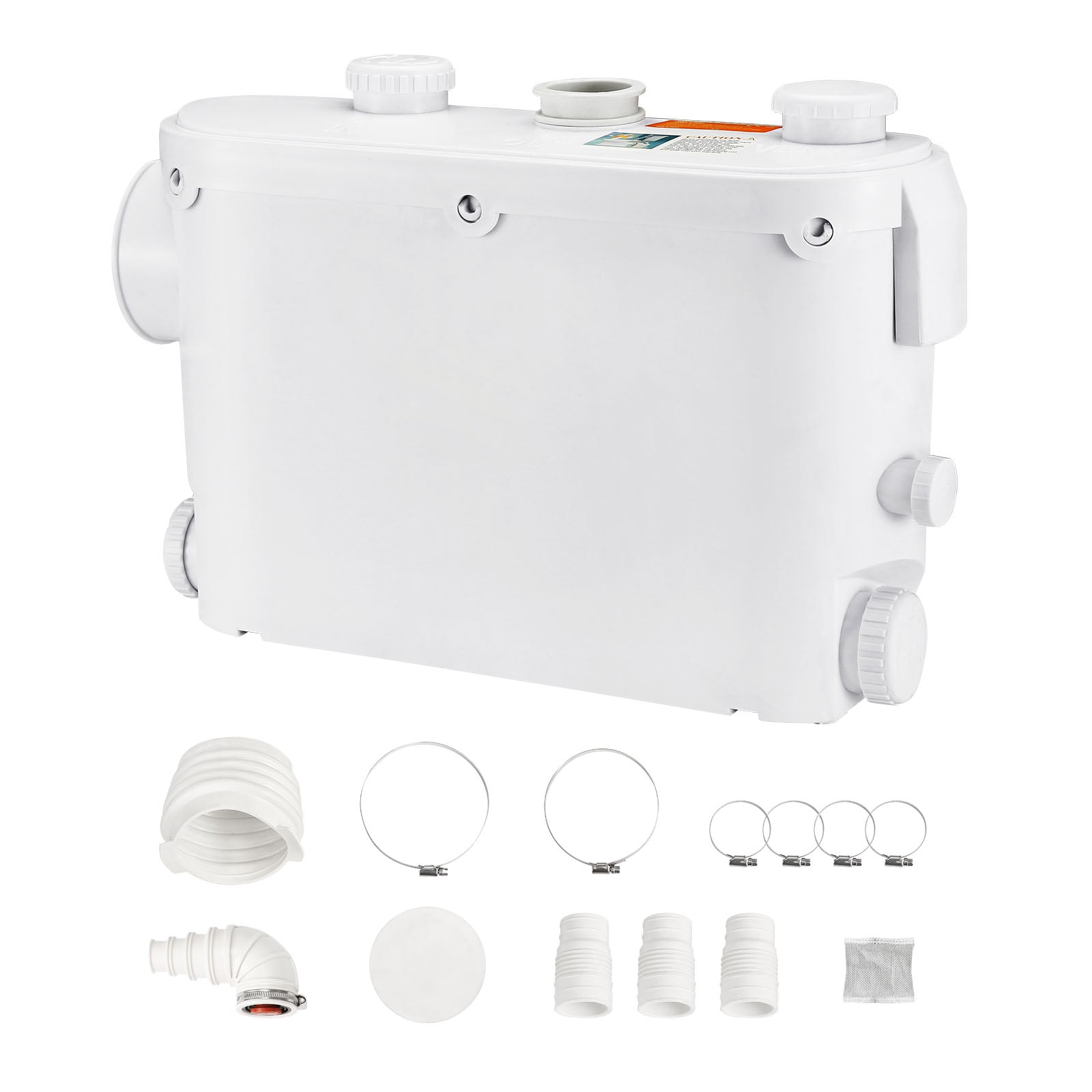 KFFKFF 500W Macerator Pump, 29 GPM Flow Rate, 26 ft/8 m Head, Wall-Mounted Toilet Pump with 4 ...