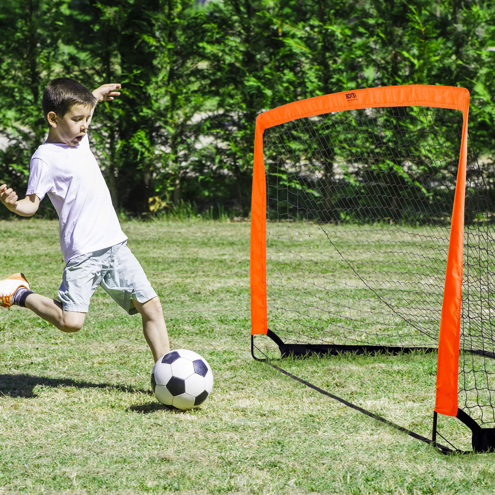 KFFKFF 6.5x3.25ft Portable Soccer Goal Pop Up Kids Soccer Net Backyard ...