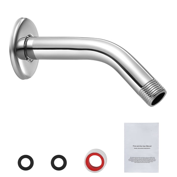 KFFKFF, Shower Arm, 6-Inch Wall-Mounted with Flange, Chrome Finish ...