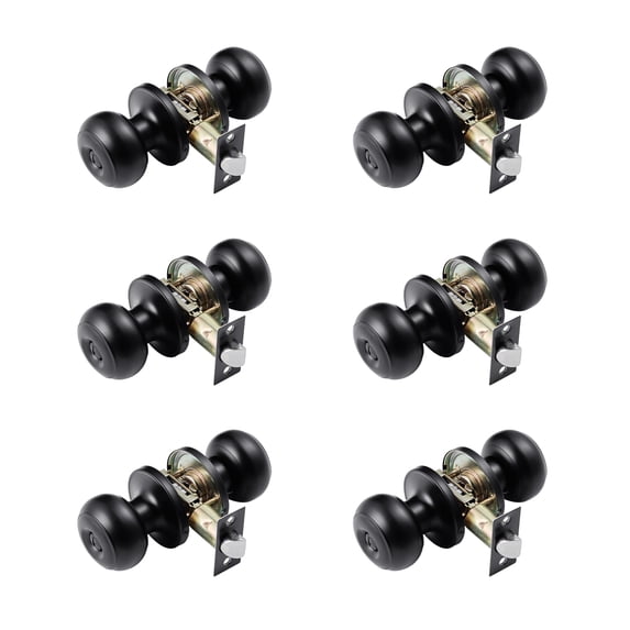 KFFKFF 6 Pack Black Door Knobs, Privacy Handles, Round Ball - Walmart.com