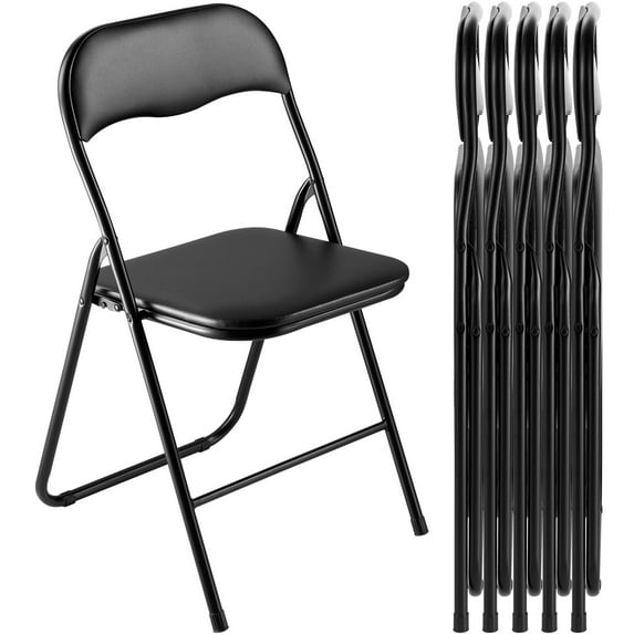 KFFKFF 6 Pack Folding Chairs, Foldable Leather Seats with Durable Metal ...