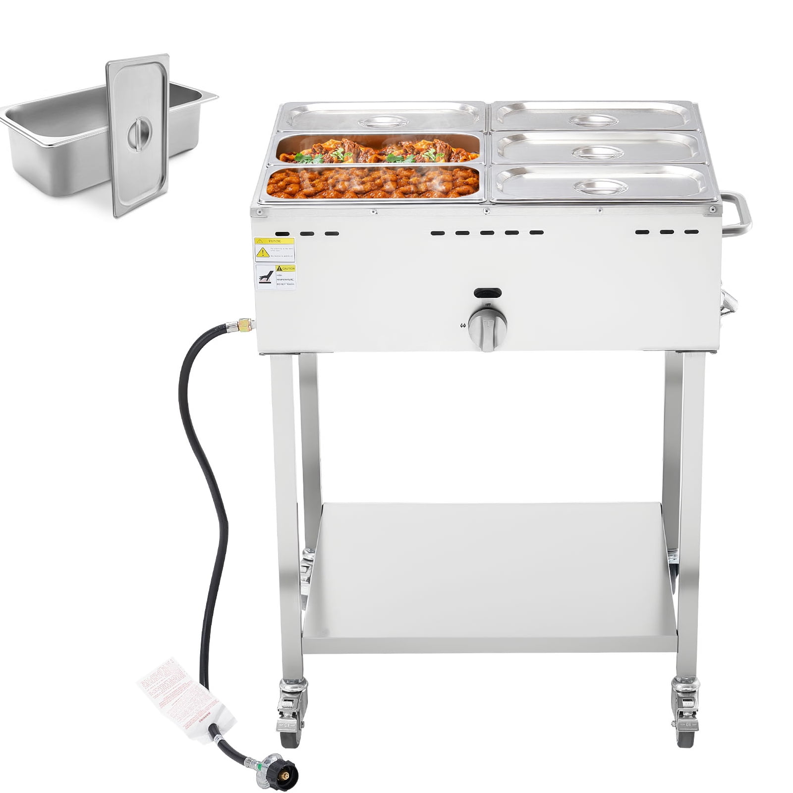 KFFKFF 6-Pan Commercial Propane Steam Table, Outdoor Soup Warmer with ...