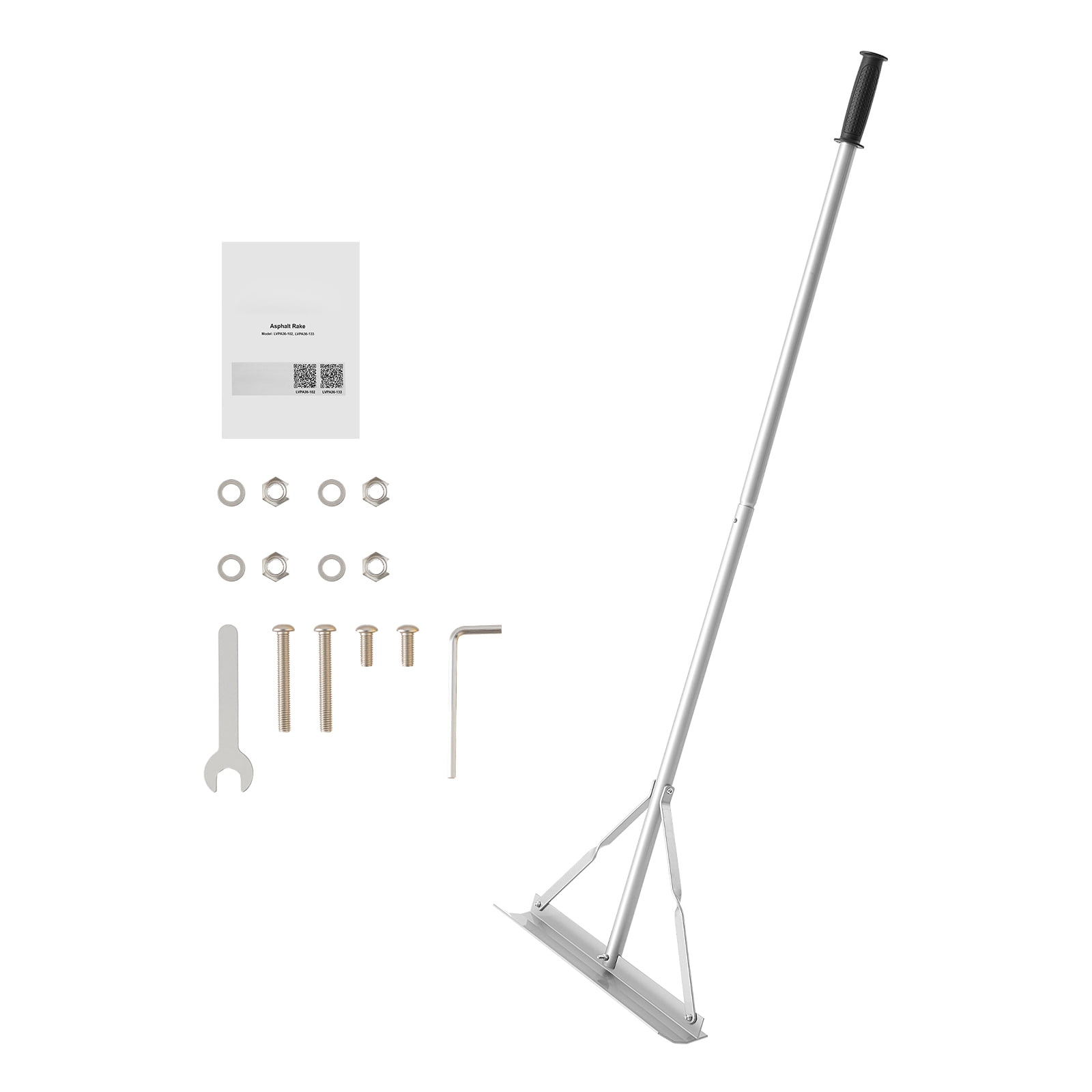 KFFKFF 60-Inch Handle Landscape Rake, 20-Inch Wide Aluminum Head ...