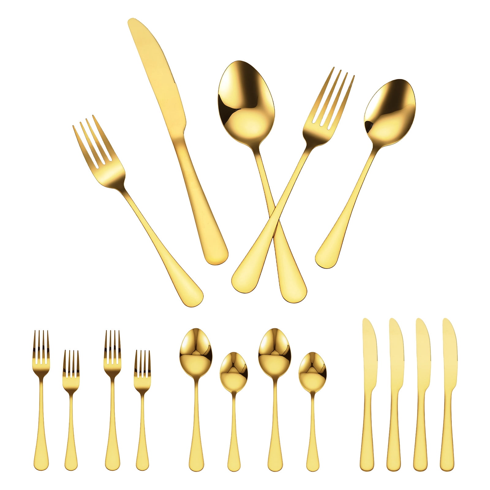 KFFKFF 60-pcs Silverware Sets, Stainless Steel Cutlery Utensil Set with ...