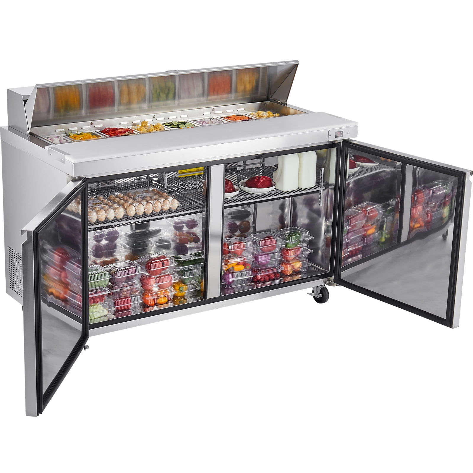 KFFKFF 60"W Commercial Refrigerator, 15.4 Cu. Ft Sandwich Prep Table ...