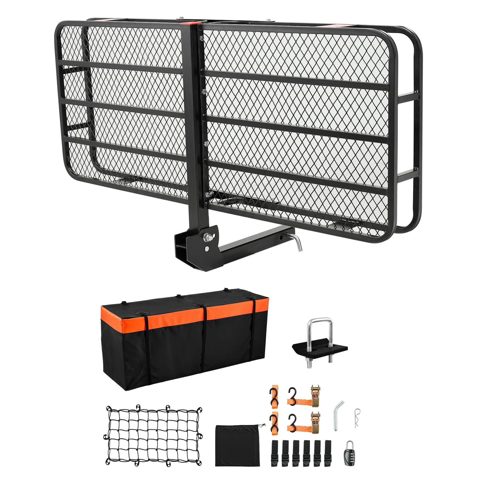 KFFKFF Cargo Carrier for Hitch,60" x 24" x 6", 500 lbs heavy-duty steel,Comes with Cargo Net ...