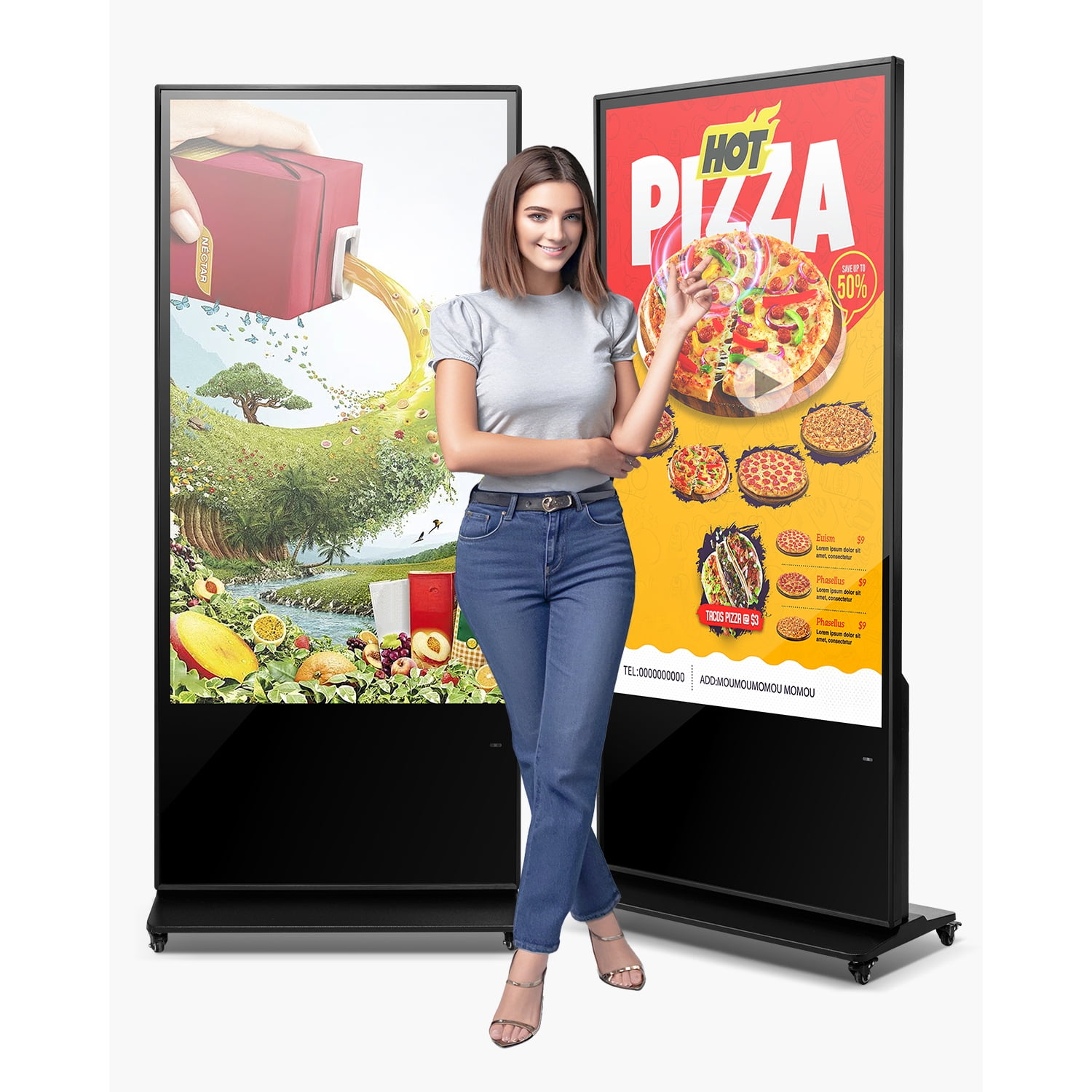 KFFKFF 65 Inch Interactive Display Stand, Digital Touch Kiosk, Indoor ...