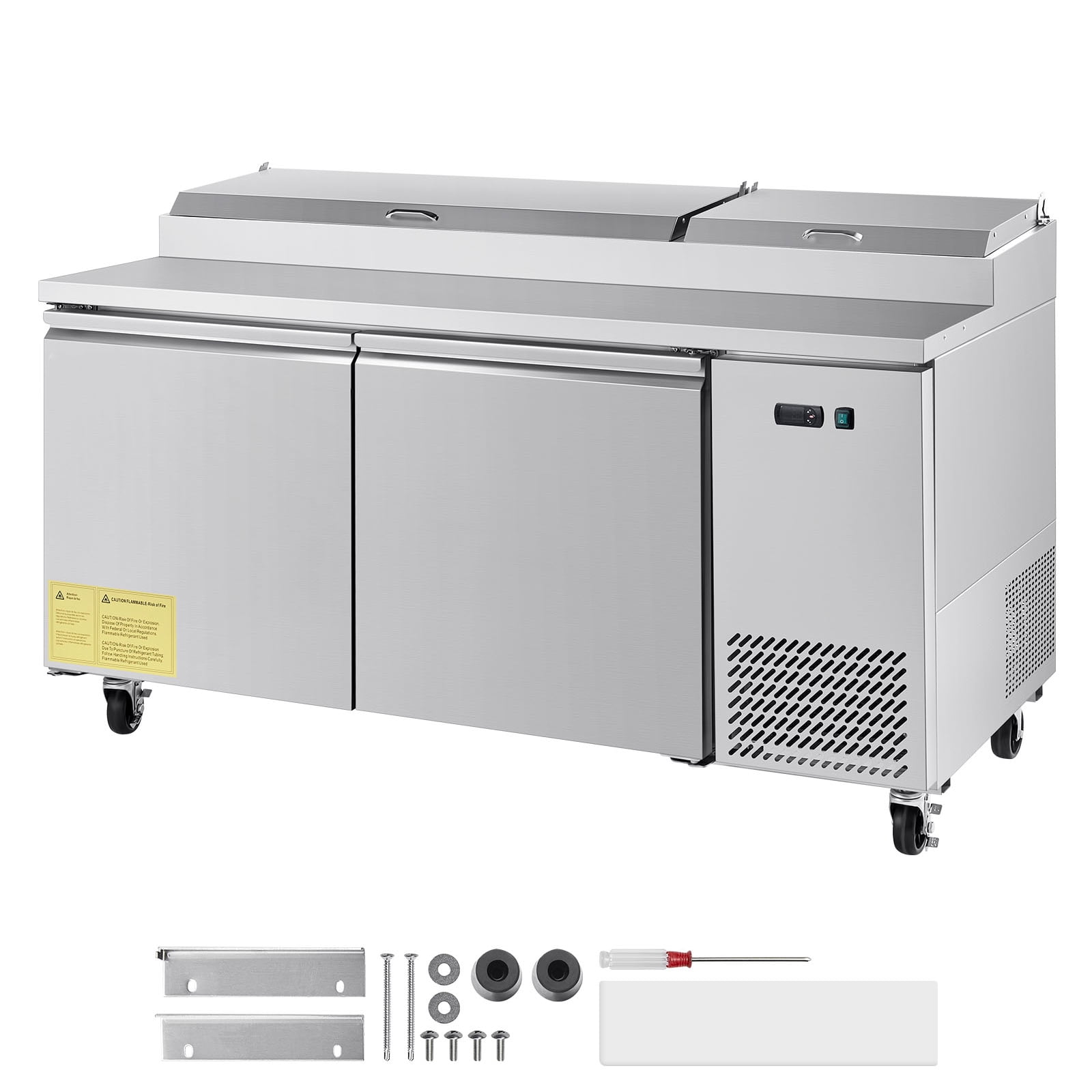 KFFKFF 67"W Commercial Refrigerated Table, Food Prep Counter with 20 ...