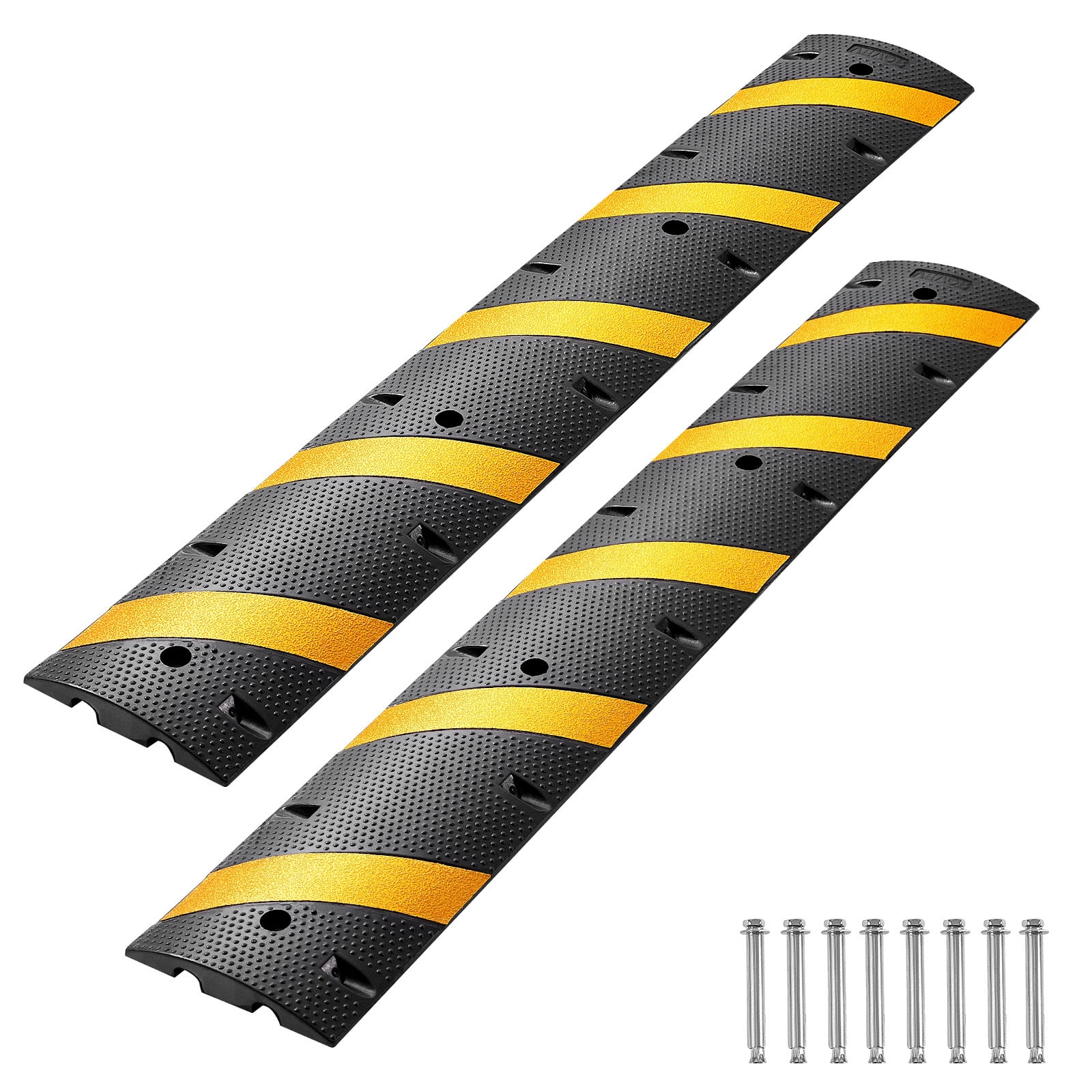 KFFKFF 6FT Rubber Speed Bump, 2 Pack, Dual-Channel Heavy Duty Traffic ...