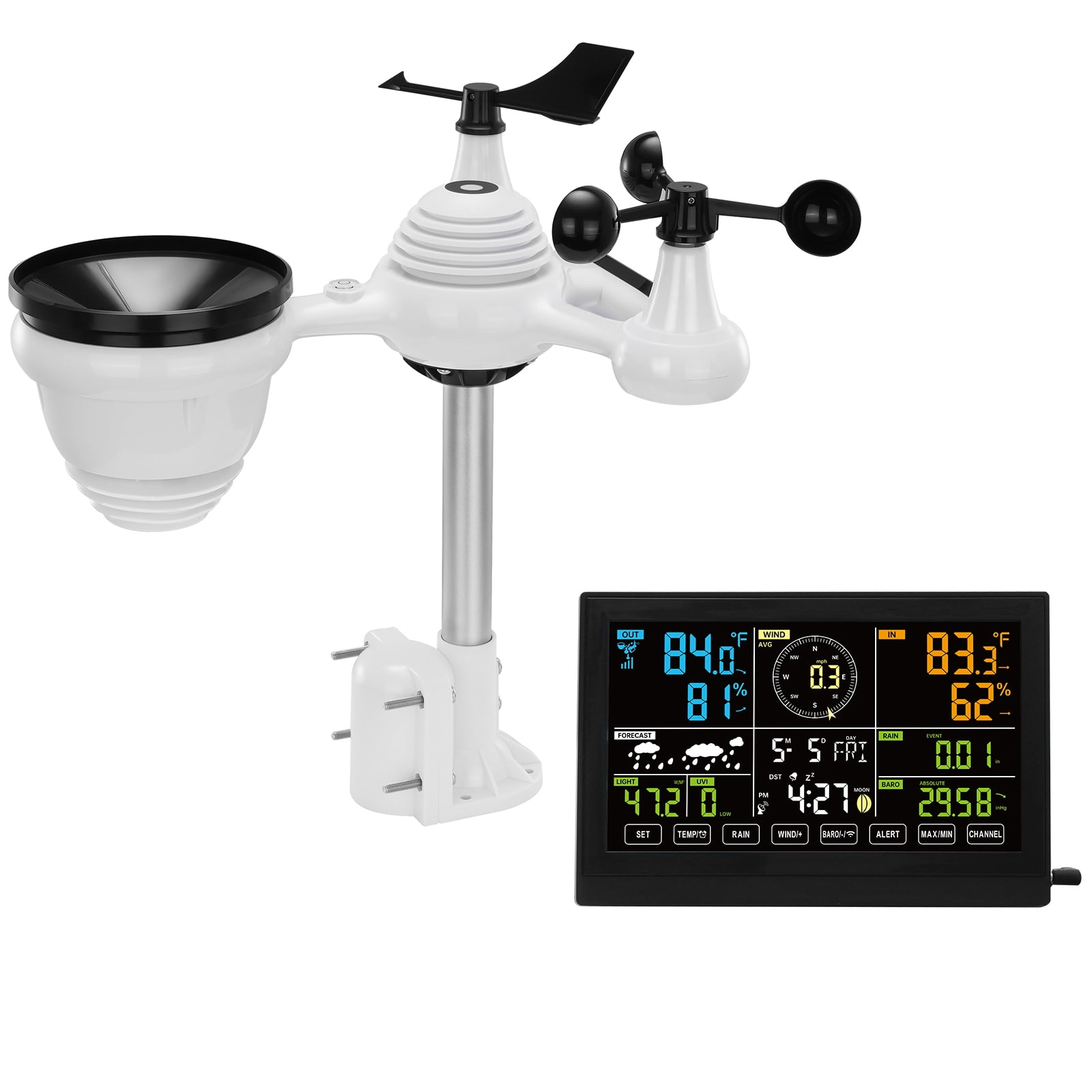KFFKFF 7 in 1 Wireless Weather Station, 7.5 inch Color Screen ...