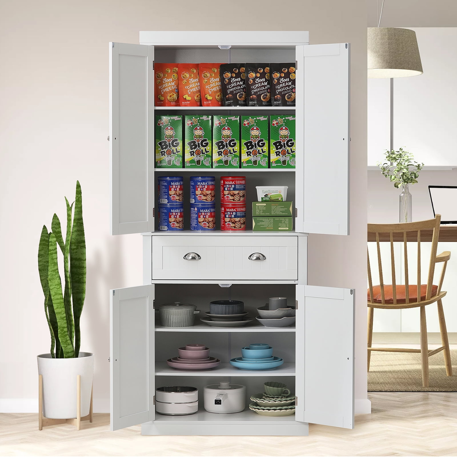 KFFKFF 72" Food Storage Cupboard, Independent Utility Units with Door ...