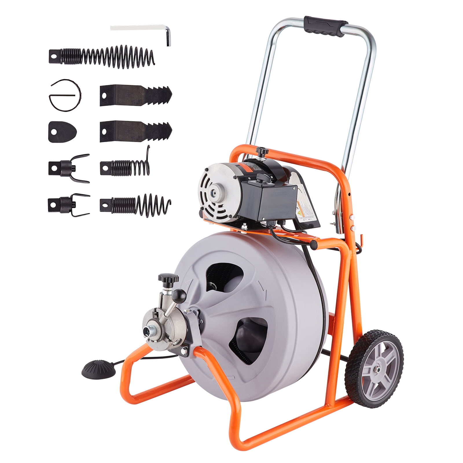 KFFKFF 75FT x 1/2 Inch Drain Cleaner Machine with Auto-Feed, Portable ...