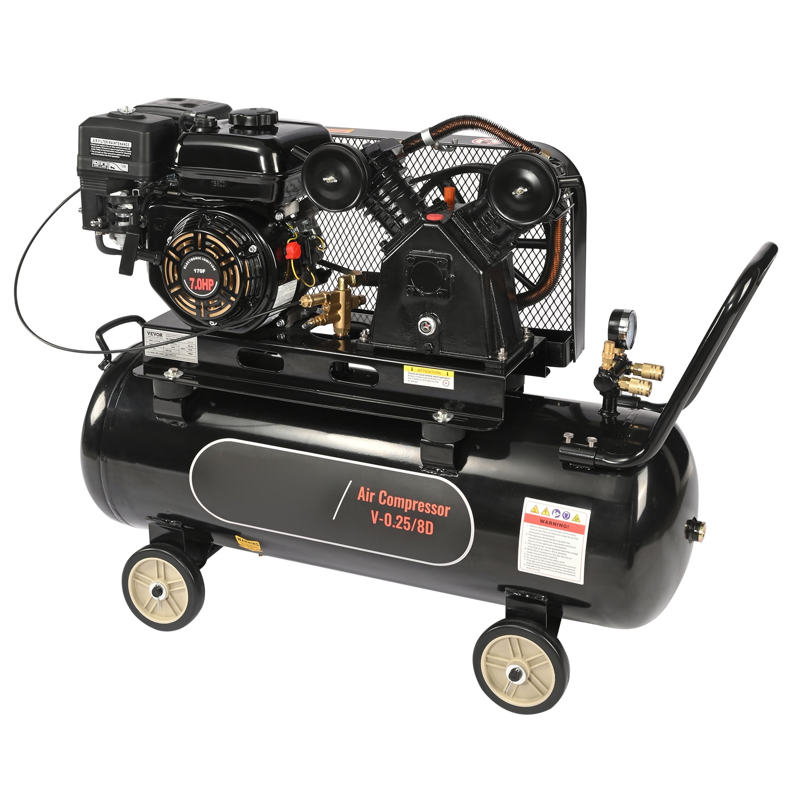 KFFKFF 7HP Gas-Fueled Air Compressor, Horizontal 21 Gallon Air Storage ...