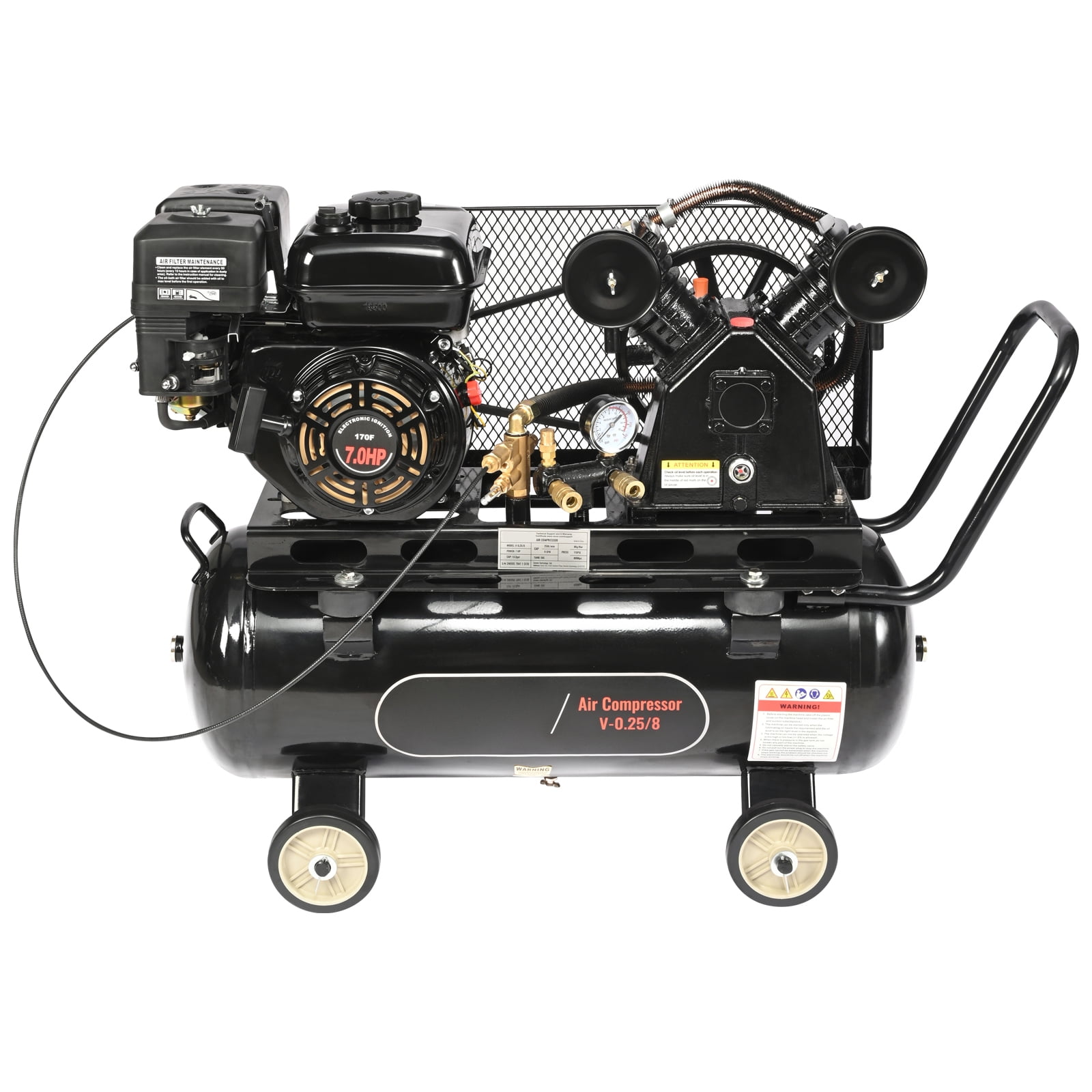 KFFKFF 7HP Gasoline Fueled Air Compressor, Horizontal Tank of 13.2 ...