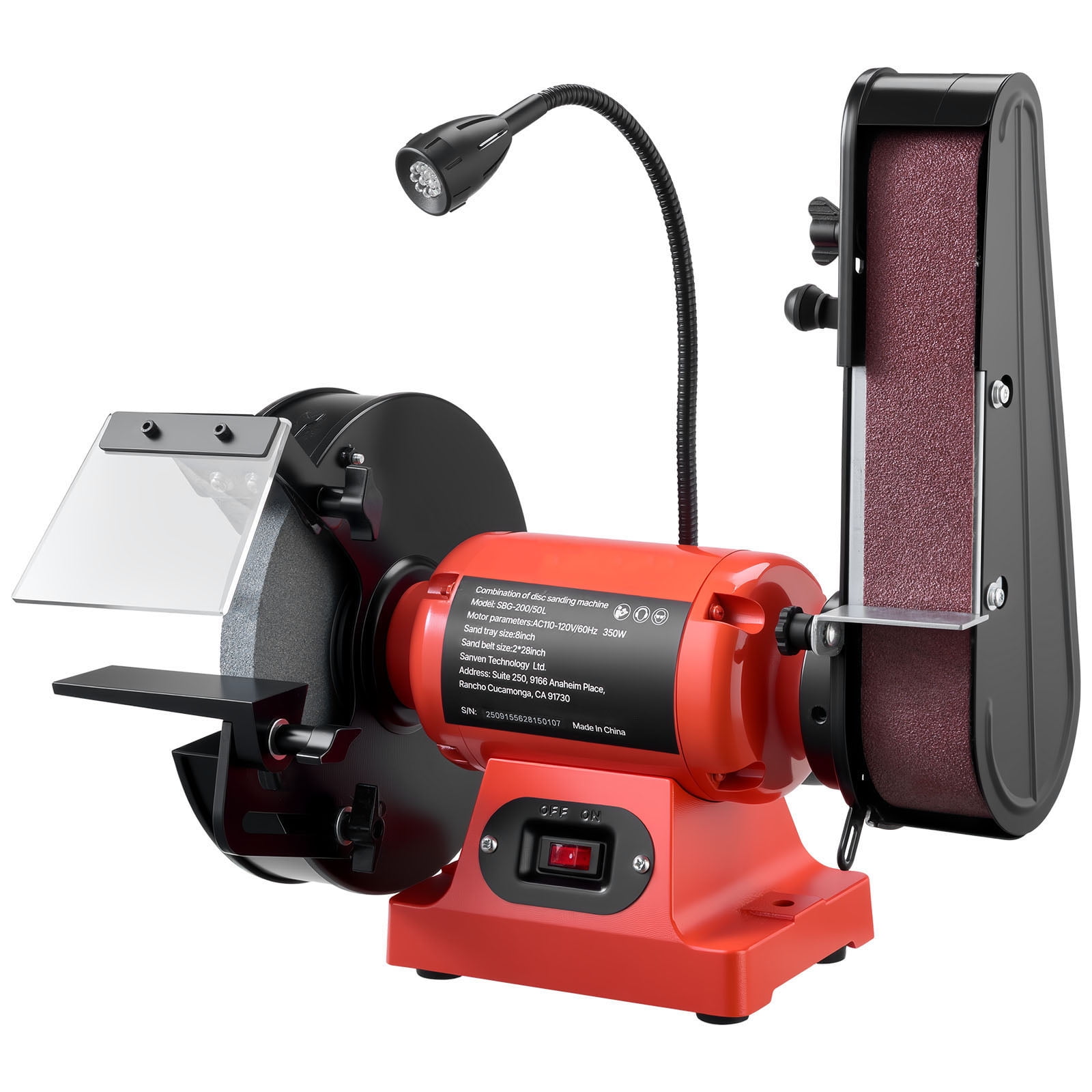 KFFKFF 8-Inch Bench Grinder and 2-Inch x 28-Inch Belt Sander Combo ...