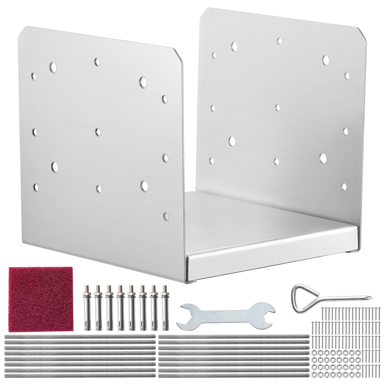 KFFKFF 8"x 8" Post Base, Set of 4, Stainless Steel, Adjustable Anchor ...