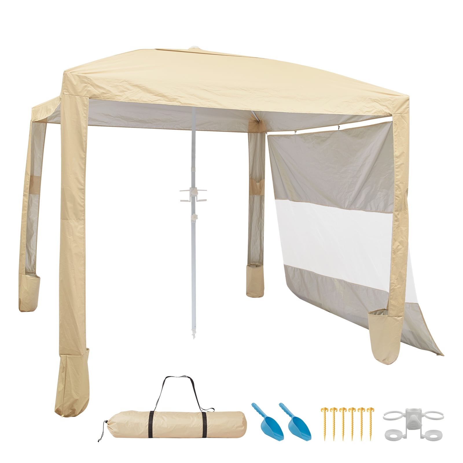KFFKFF 8 x 8 ft Beach Canopy with Side Wall, UPF 50+ Protection, Easy ...