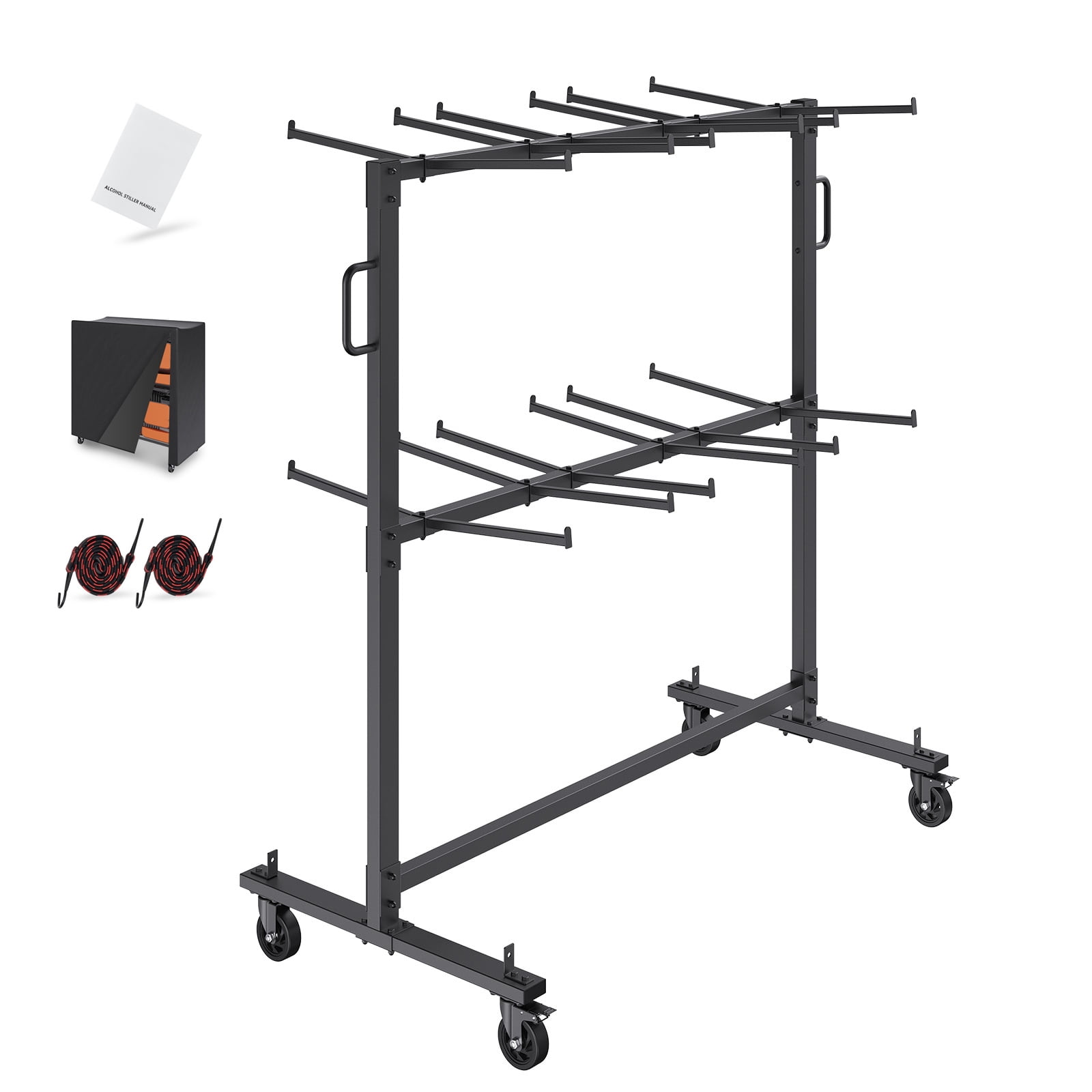 KFFKFF 84 Chairs Folding Chair Cart Heavy Duty Iron Mobile Stackable ...