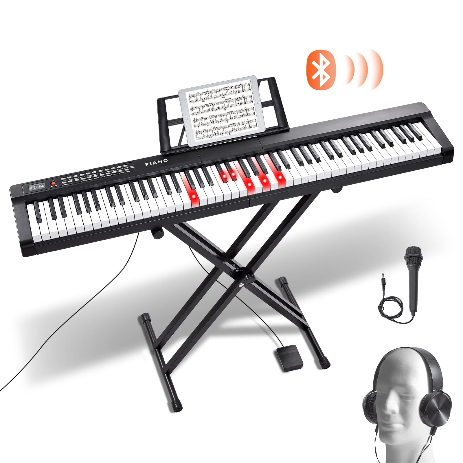 KFFKFF 88 Key Electric Piano Keyboard Set, Semi-Weighted, Full-Size ...