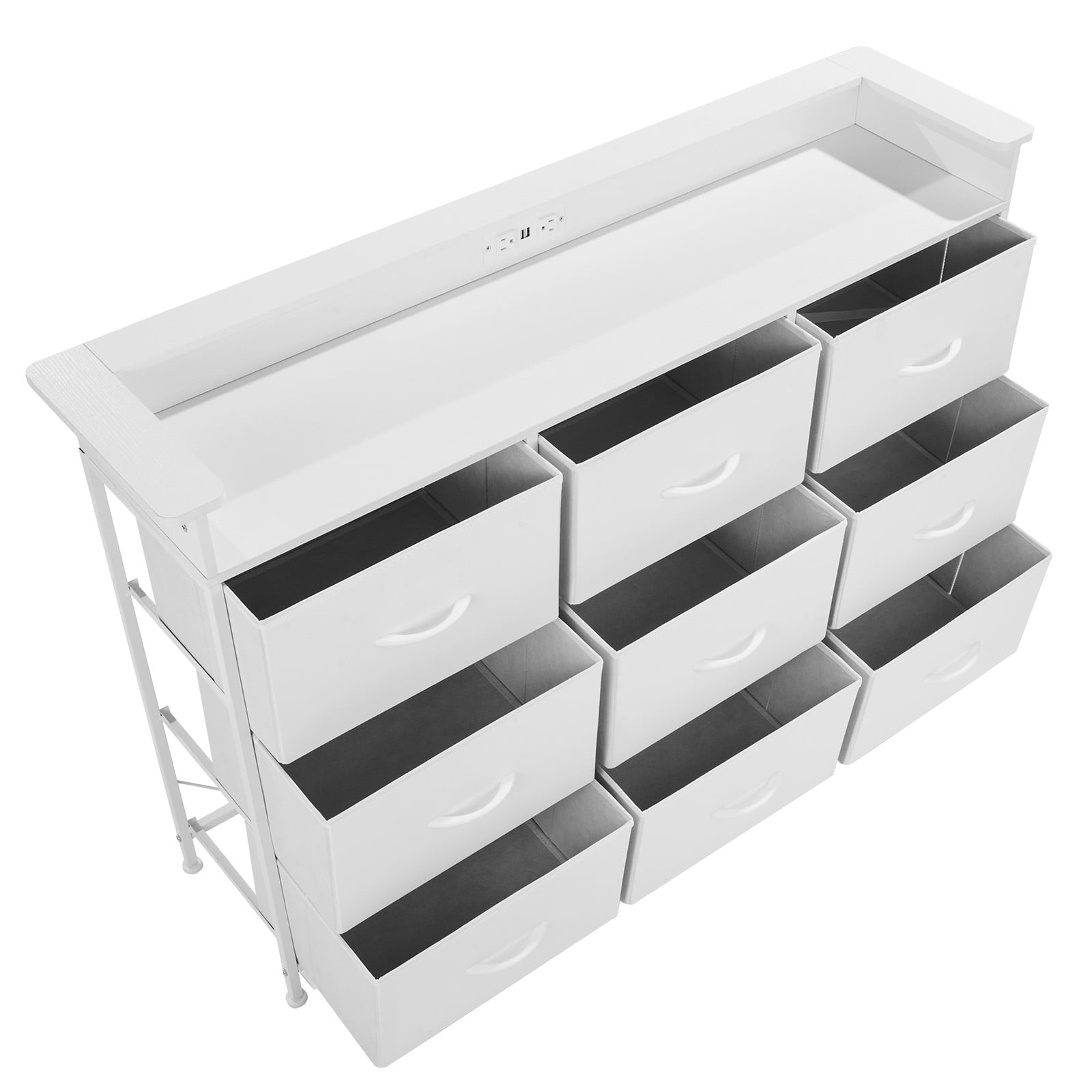 KFFKFF 9-Compartment Chest, High Fabric Bin Dresser, Robust Metal ...