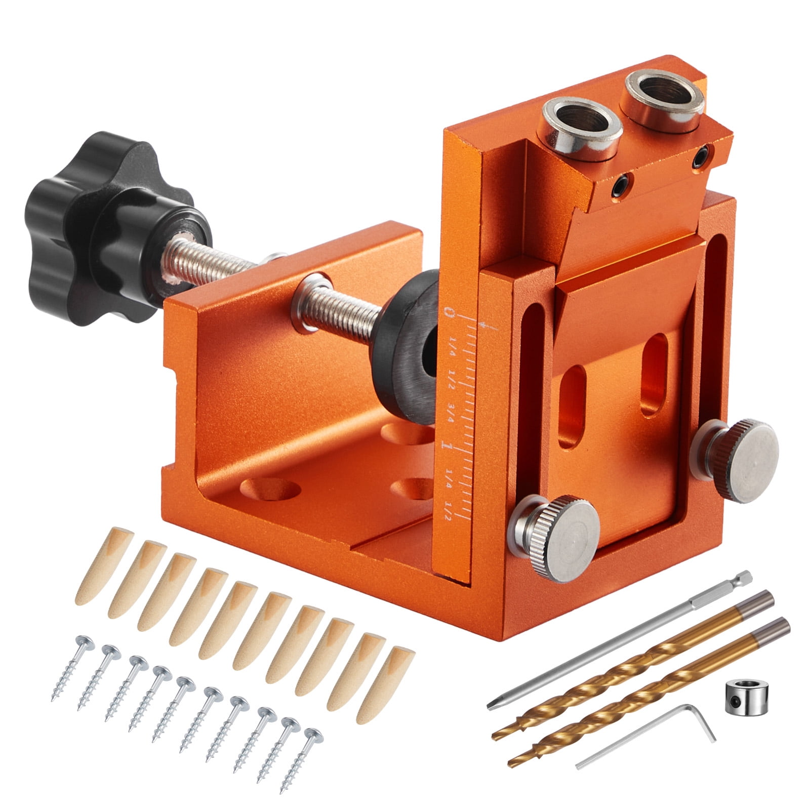 KFFKFF Adjustable Pocket Hole Jig Kit, 0.47 to 1.89 in Range, Includes ...