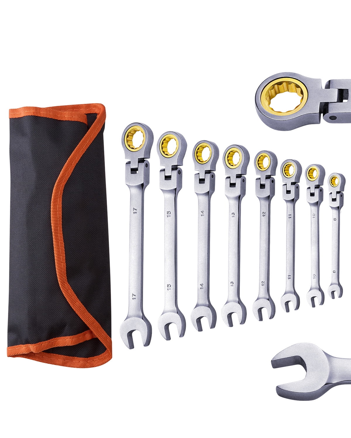KFFKFF Adjustable Ratchet Wrench Kit, 8-piece Combo Wrench Collection ...