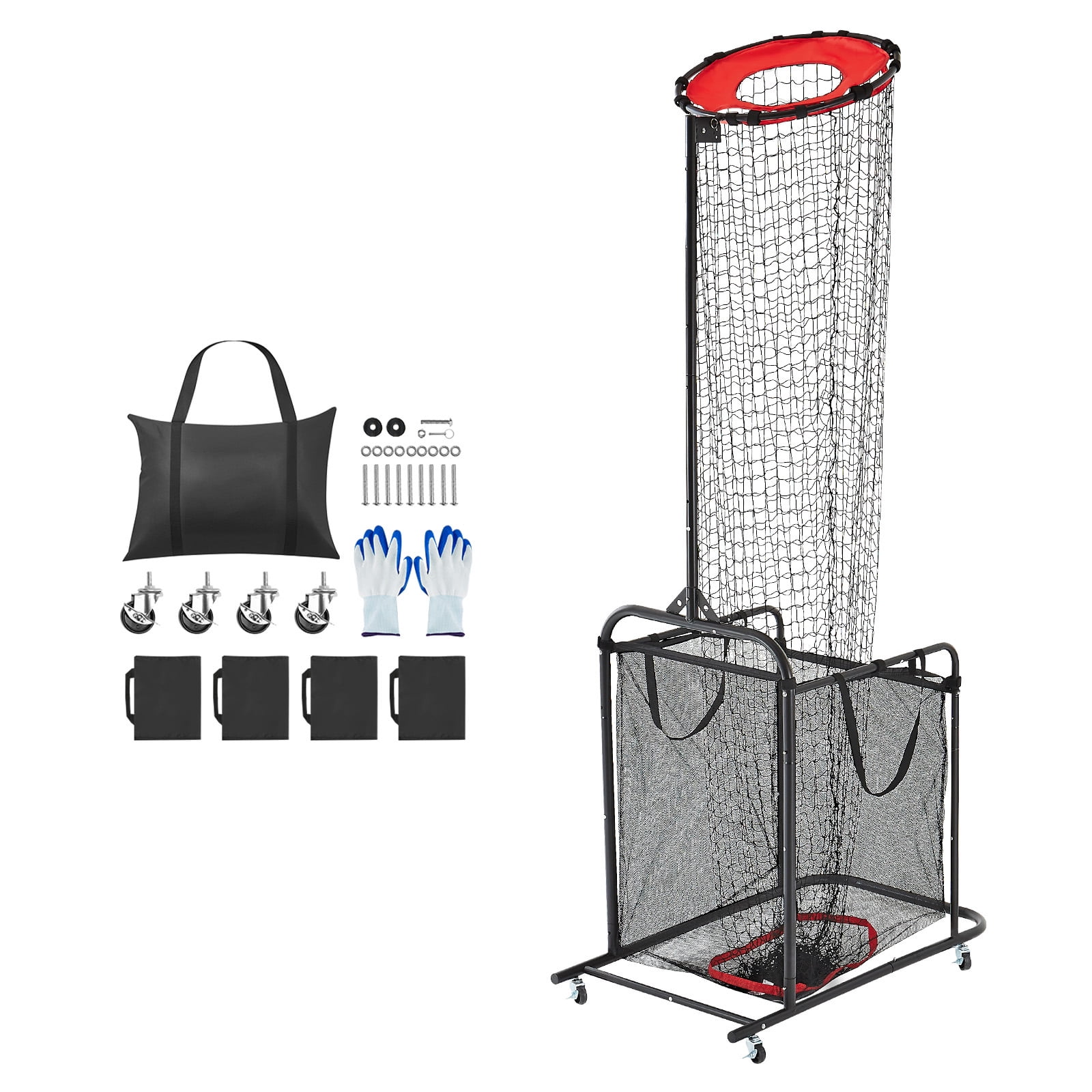 KFFKFF Adjustable Volleyball Training Equipment with Portable Net, Cart ...