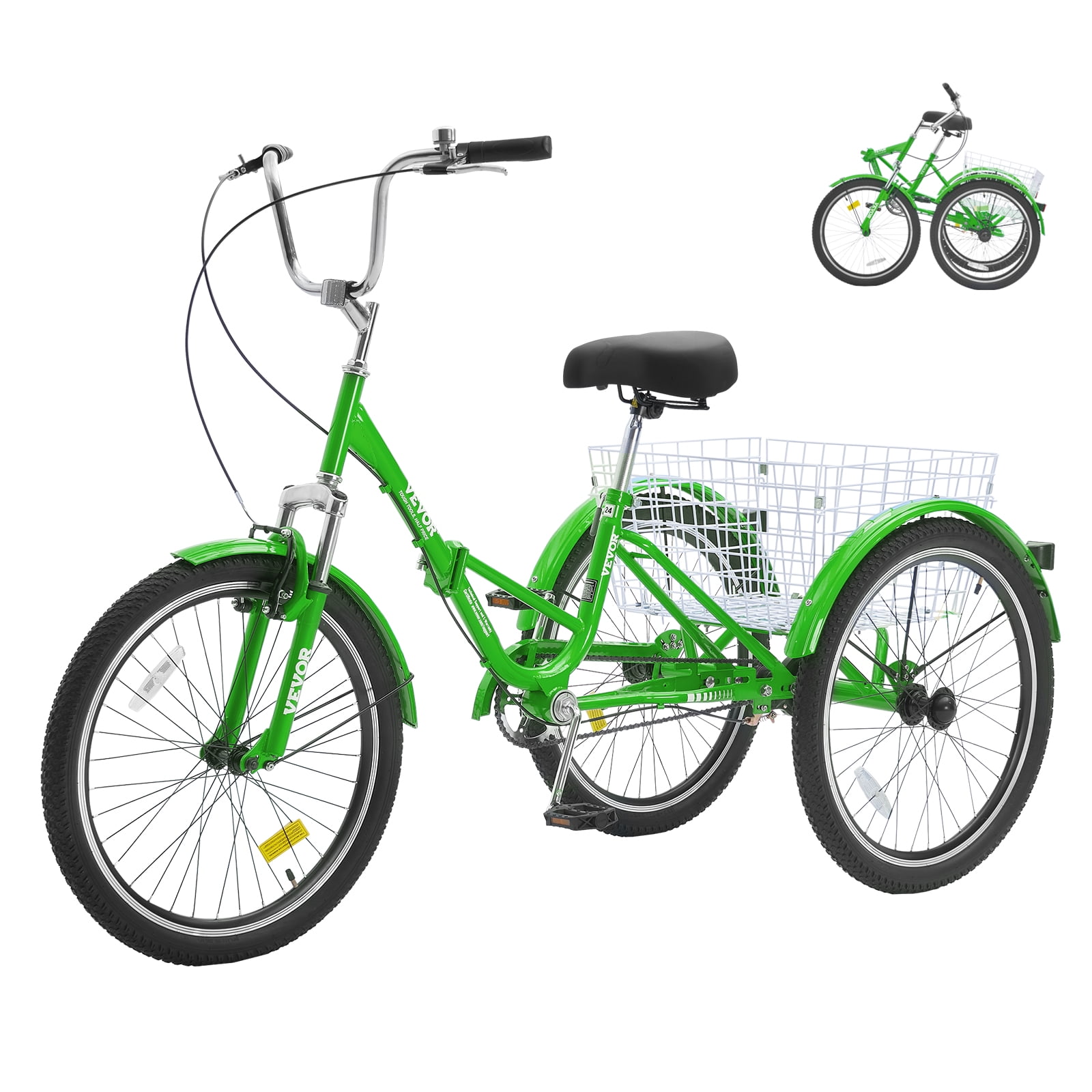 "SKYSHALO Foldable 24"" Adult Tricycle, 1 Speed Carbon Steel 3 Wheel ...