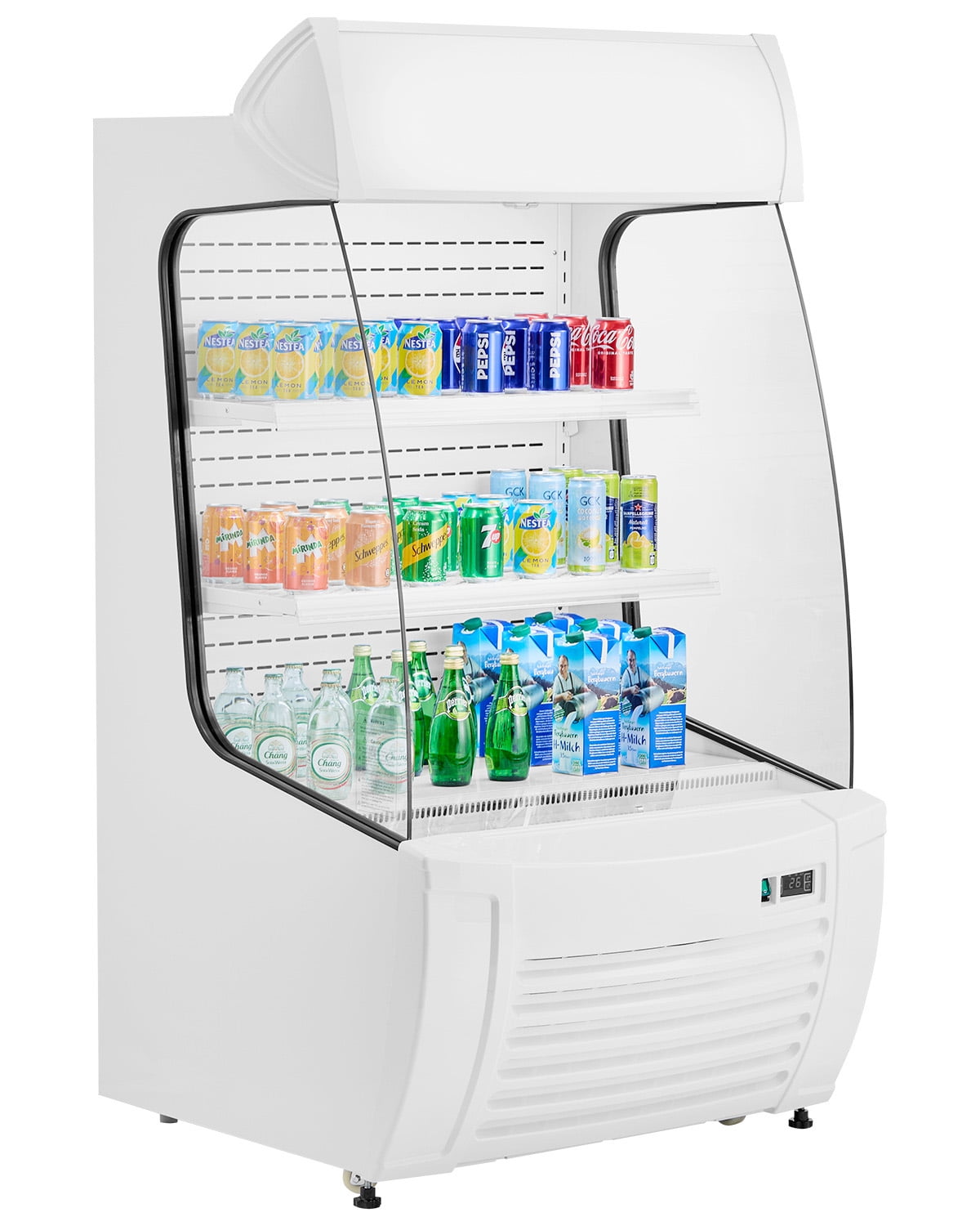 KFFKFF Air Curtain Merchandiser, Dual-Level Shelving Business Fridge ...