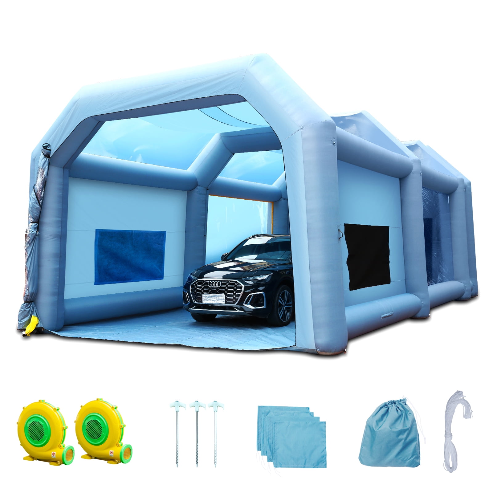 KFFKFF Inflatable Paint Booth, Dimensions 33x20x13ft, Dual Blowers with ...