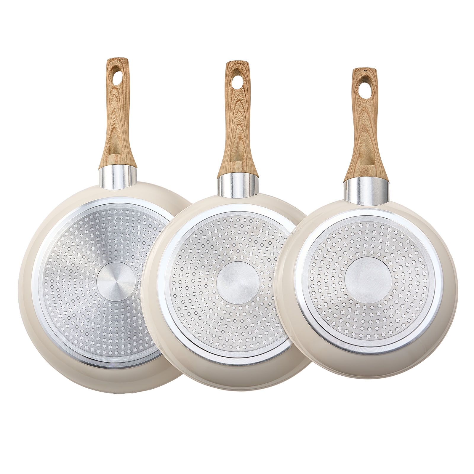 KFFKFF Aluminum Frying Pan Set, Nonstick Ceramic Skillets, 3 Sizes (8 ...