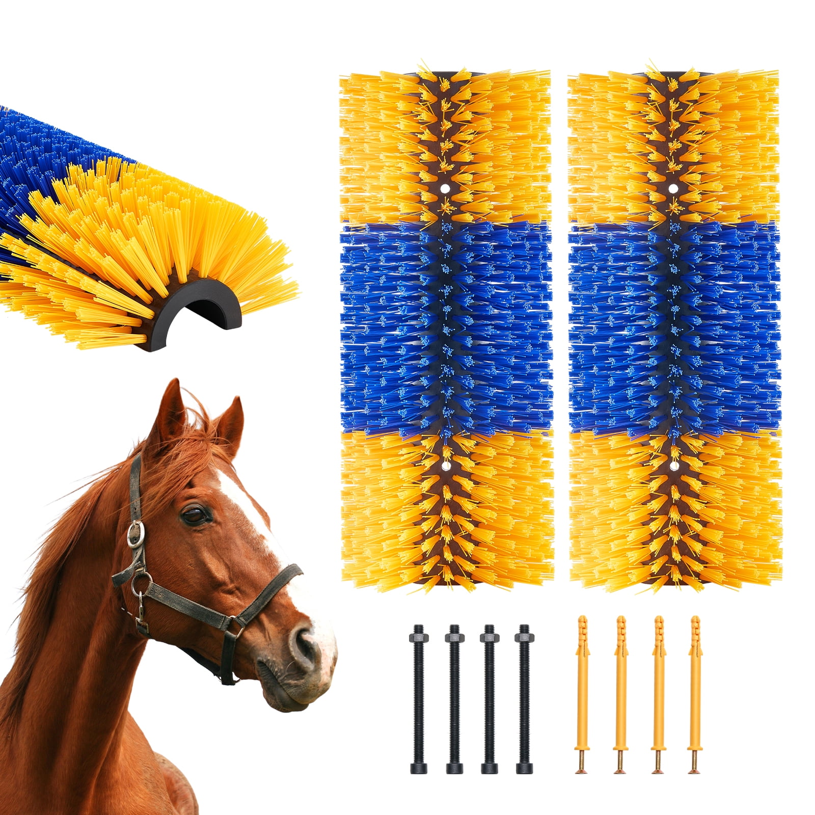 KFFKFF Animal Grooming Brush, Pair of Equine Brushes with Quartet of ...