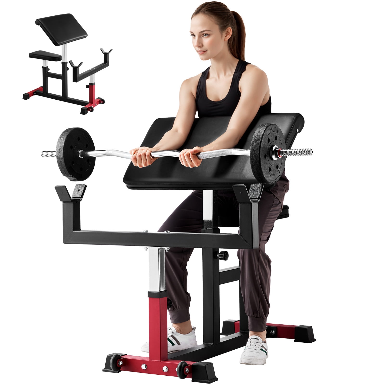 KFFKFF Adjustable Height Weight Bench, Arm Curl Bench, Bicep Training ...