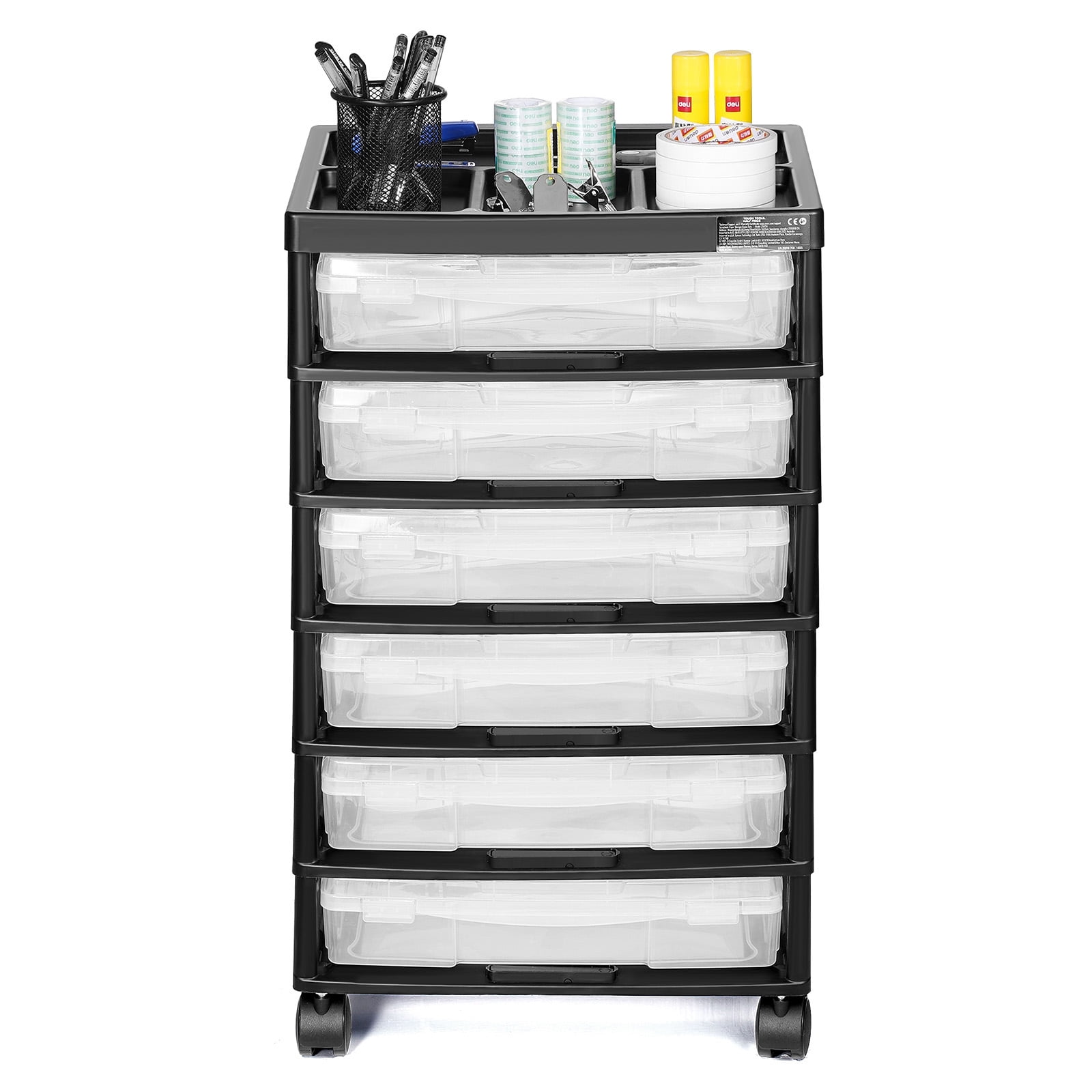 KFFKFF Art Supplies Storage Cart, 6-Level Spacious Design with Top ...