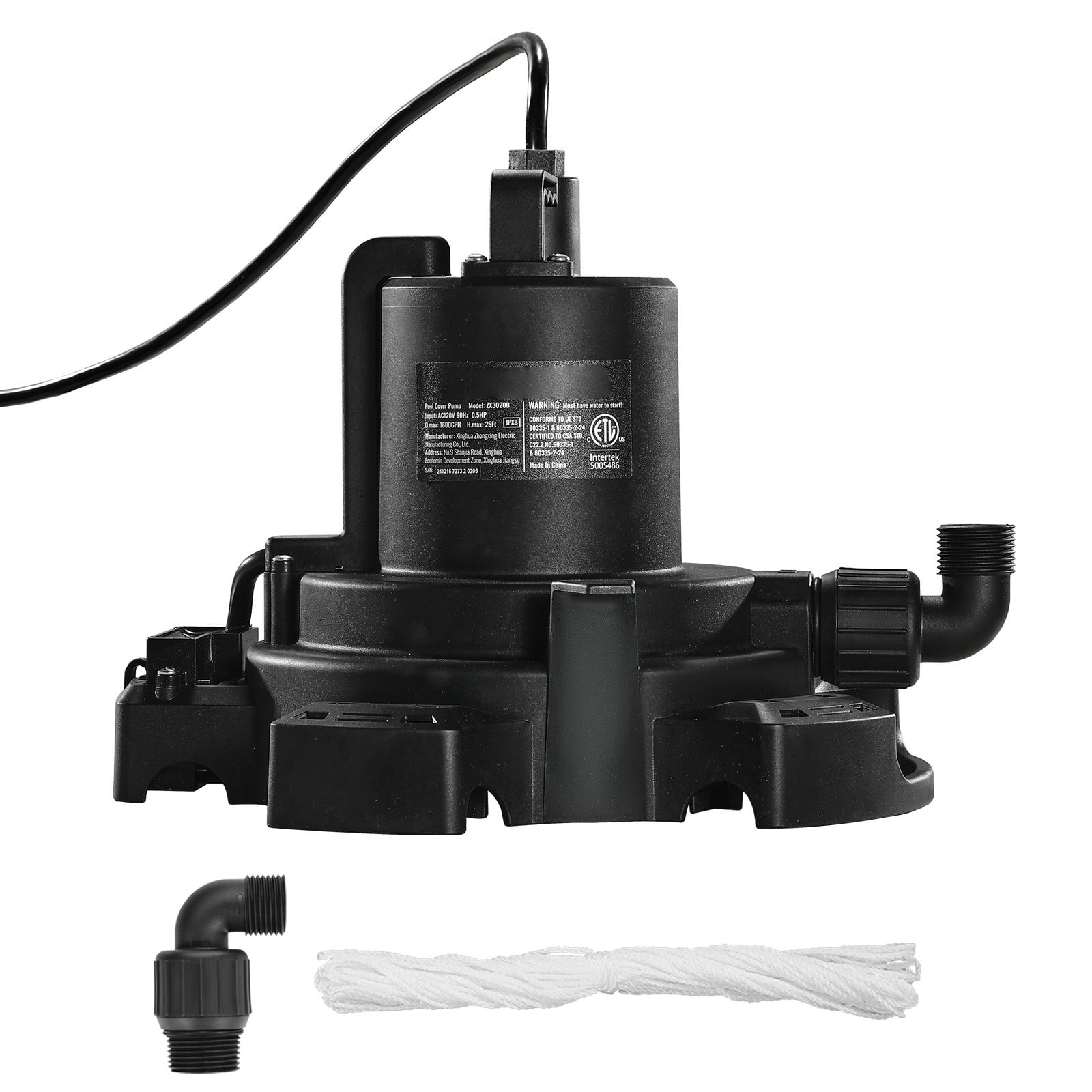 KFFKFF Automatic Pool Cover Pump, 1/2 HP 1600 GPH, 120V Submersible ...