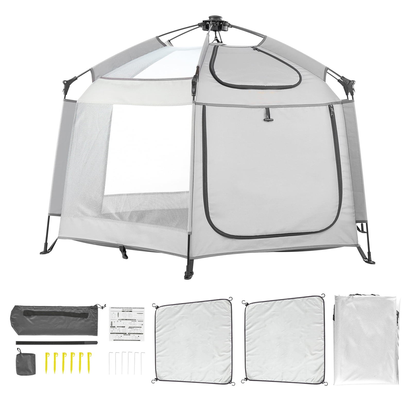 KFFKFF Baby Playpen with Canopy, Portable Baby Beach Tent, 59.8"x59.8 ...