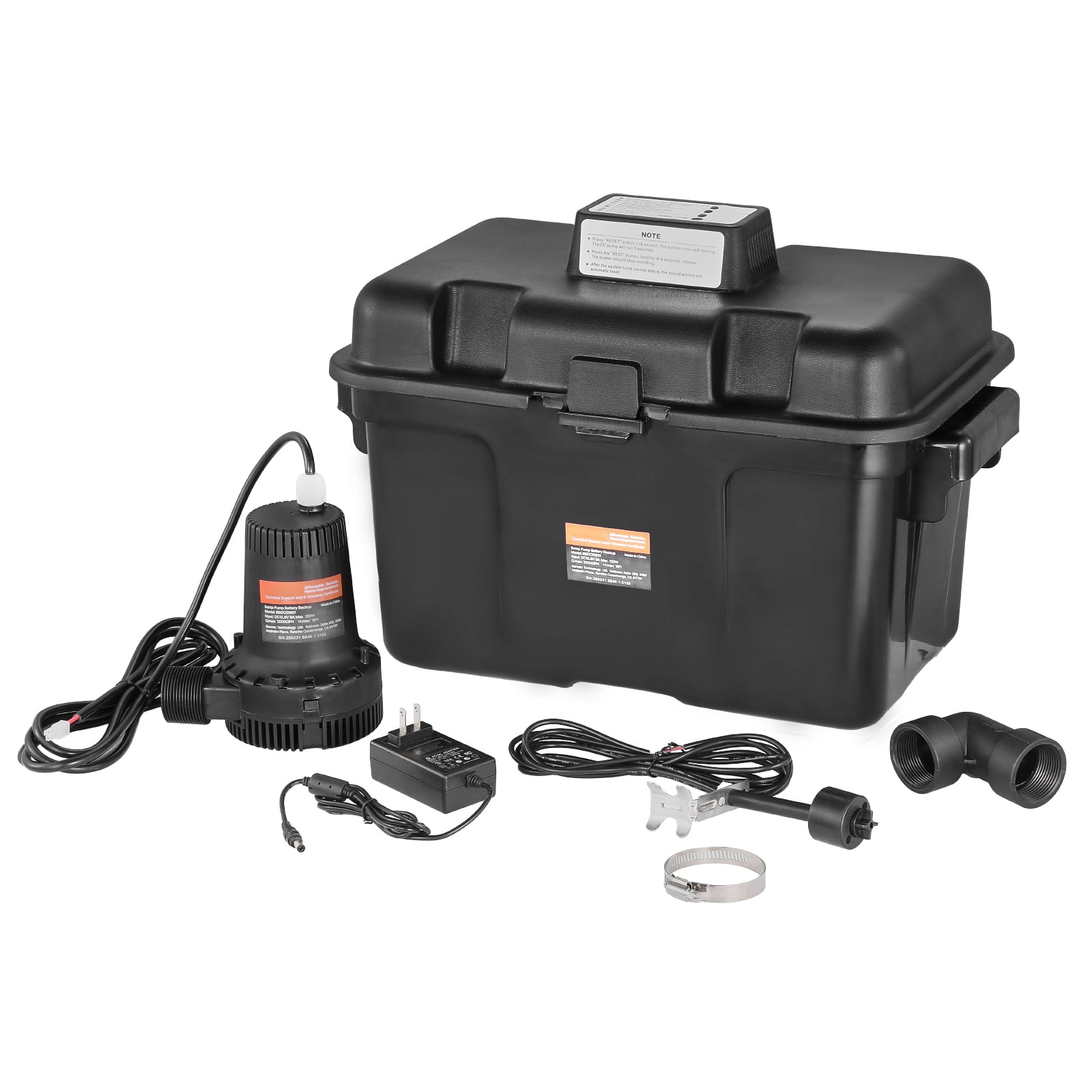 KFFKFF Basement Emergency Backup Sump Pump System, 2000GPH 0.17 HP ...