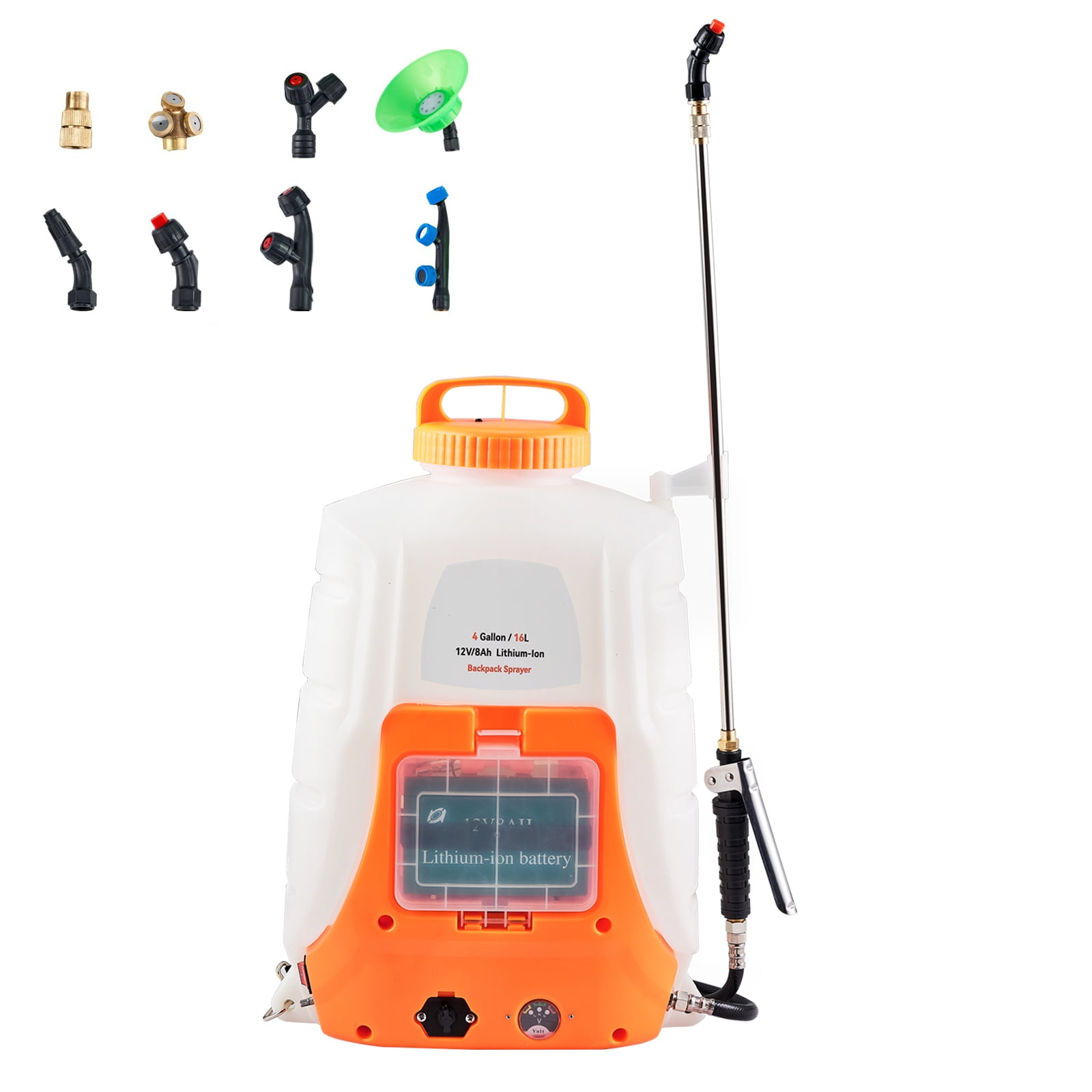 KFFKFF Battery-Operated Backpack Sprayer, Adjustable 0-90 PSI, 4-Gallon ...