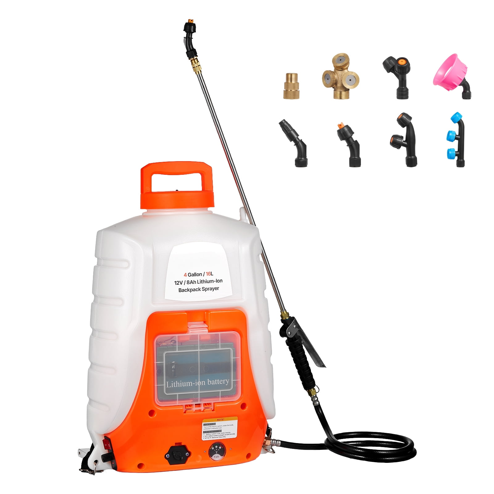 KFFKFF Battery-Powered Backpack Sprayer, 4-Gallon Electric Lawn Sprayer ...