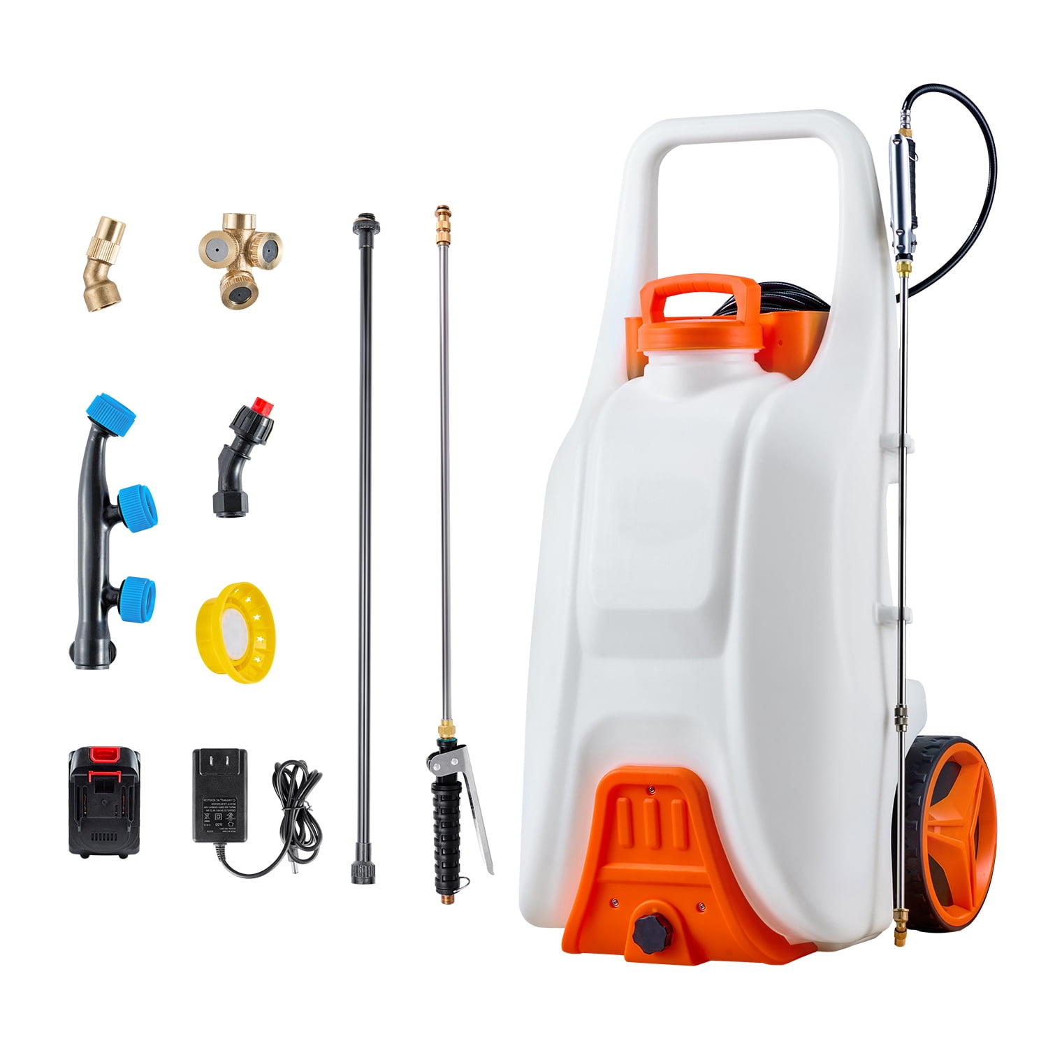 KFFKFF Battery-Powered Sprayer with Wheeled Cart, 13.1-Gallon Electric ...