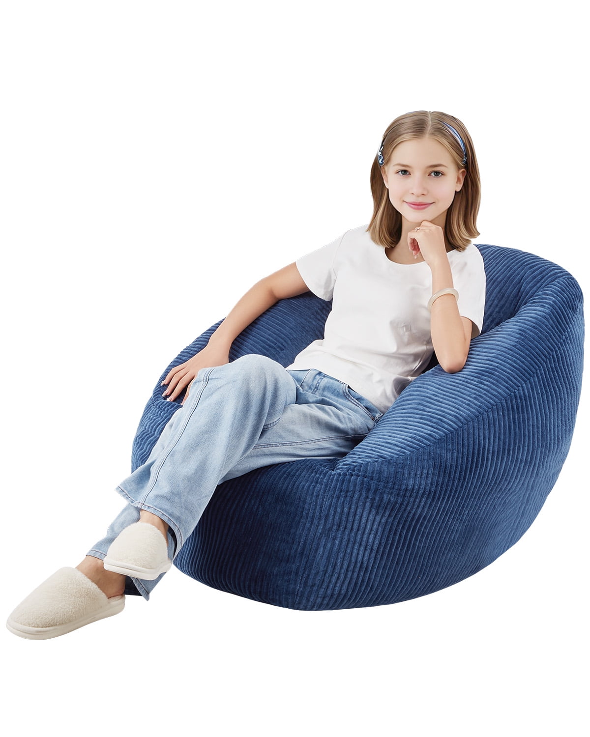 KFFKFF Bean Bag Seat, 3-foot Lounge Chair with Cushy Armrests and ...