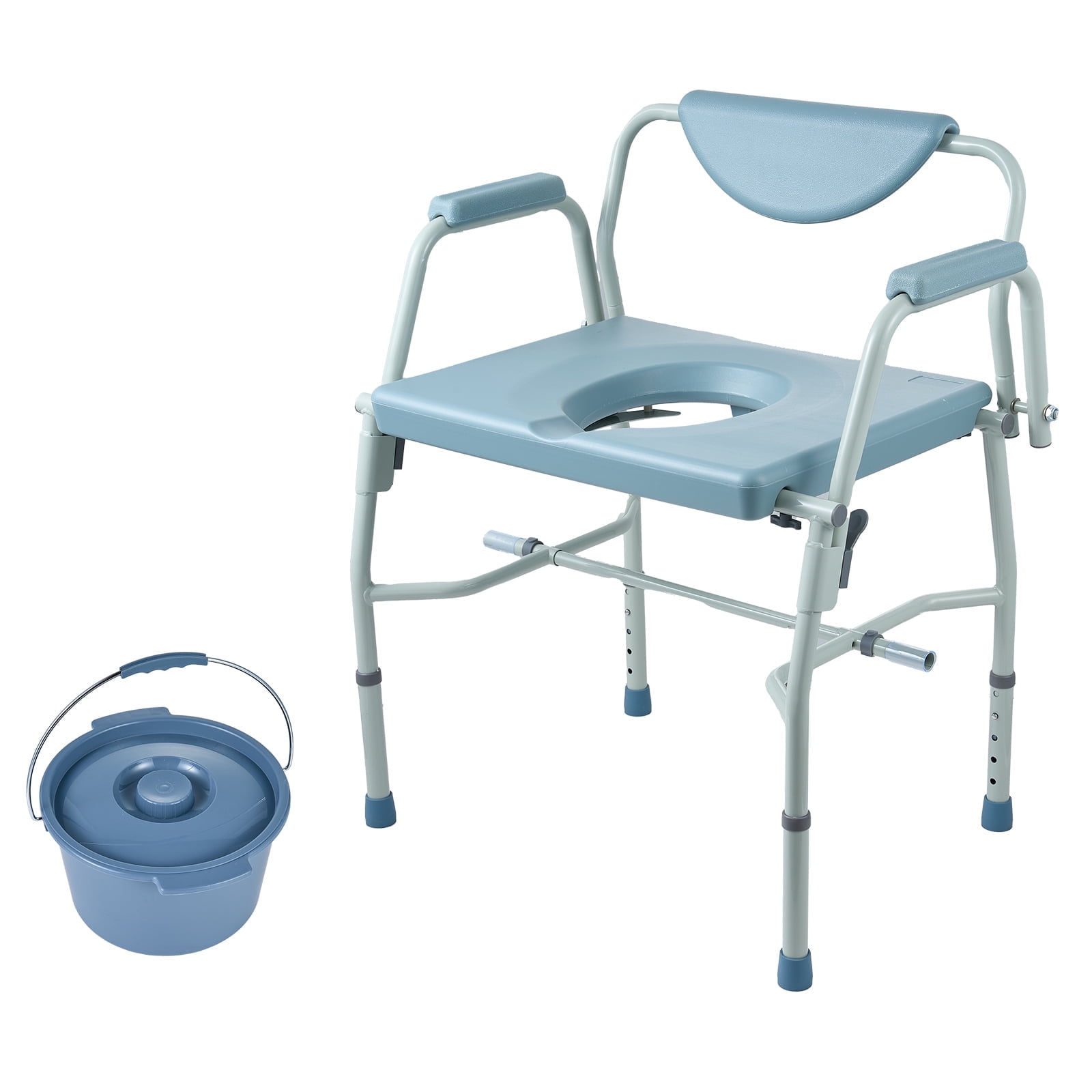 SKYSHALO Heavy-Duty Steel Portable Bedside Commode Chair for Elderly ...