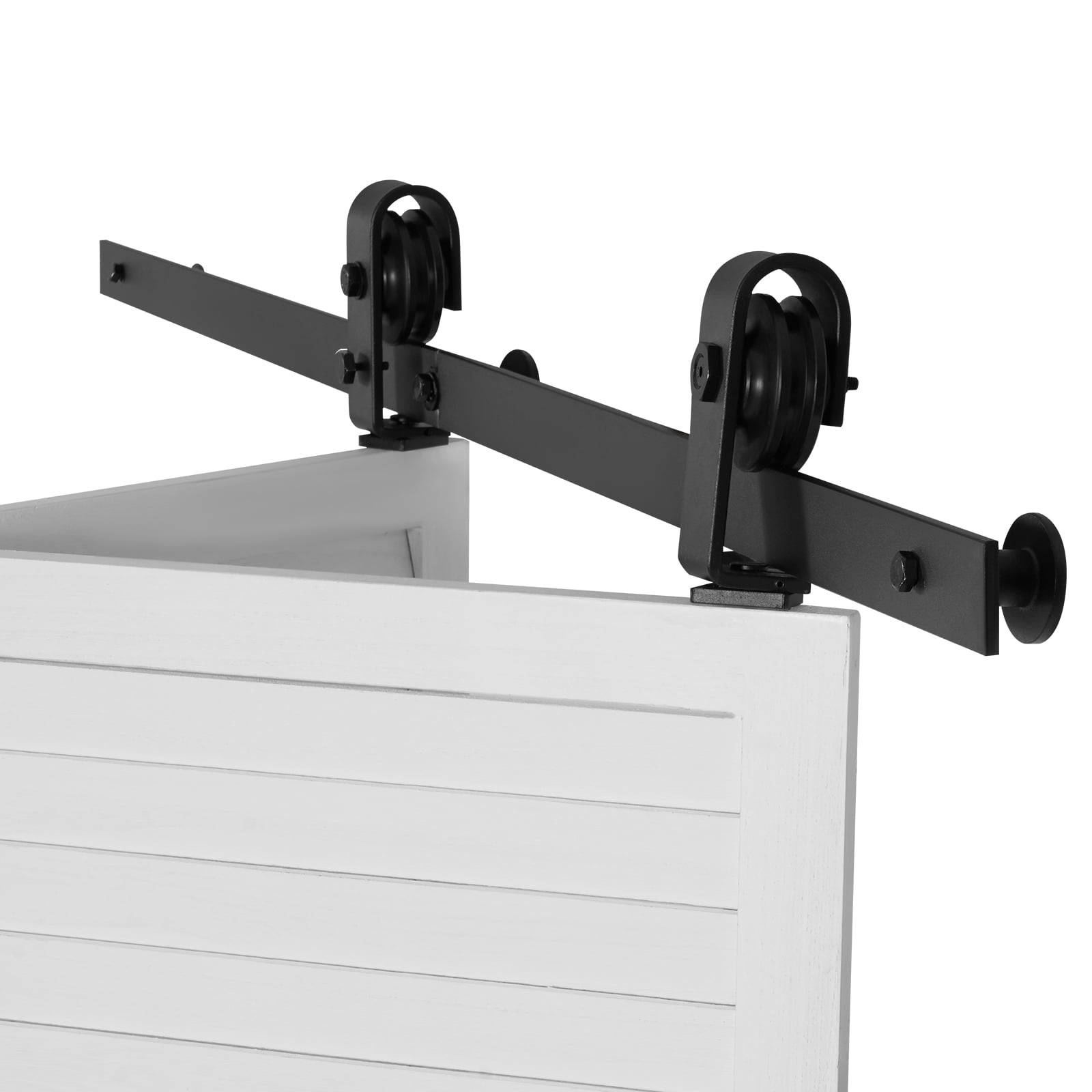 KFFKFF Bi-Folding Sliding Barn Door Hardware Track Kit, 52" Top Mount ...