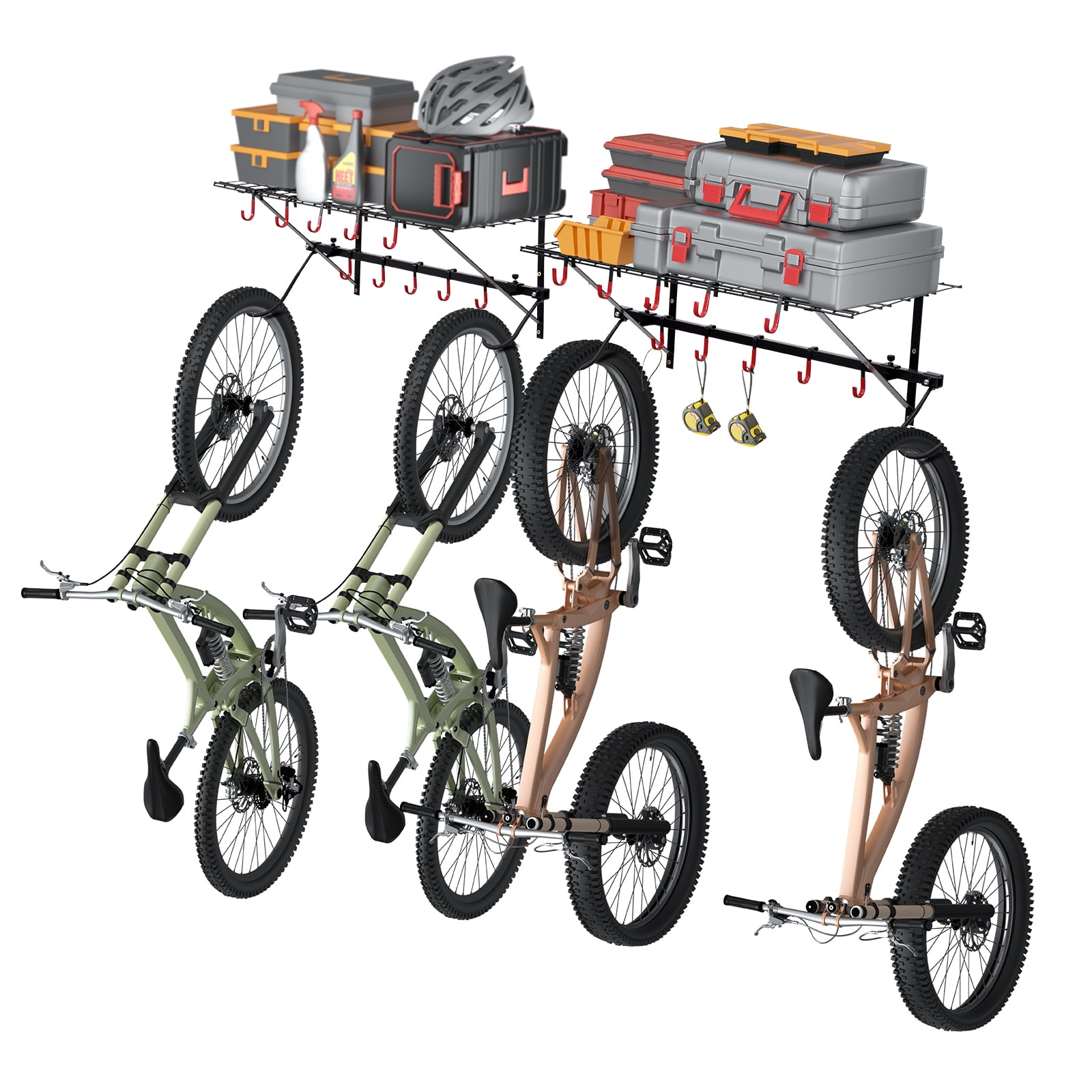 KFFKFF Bicycle Storage Stand, Quadruple Bike Holders, Wall-Fixed Cycle ...