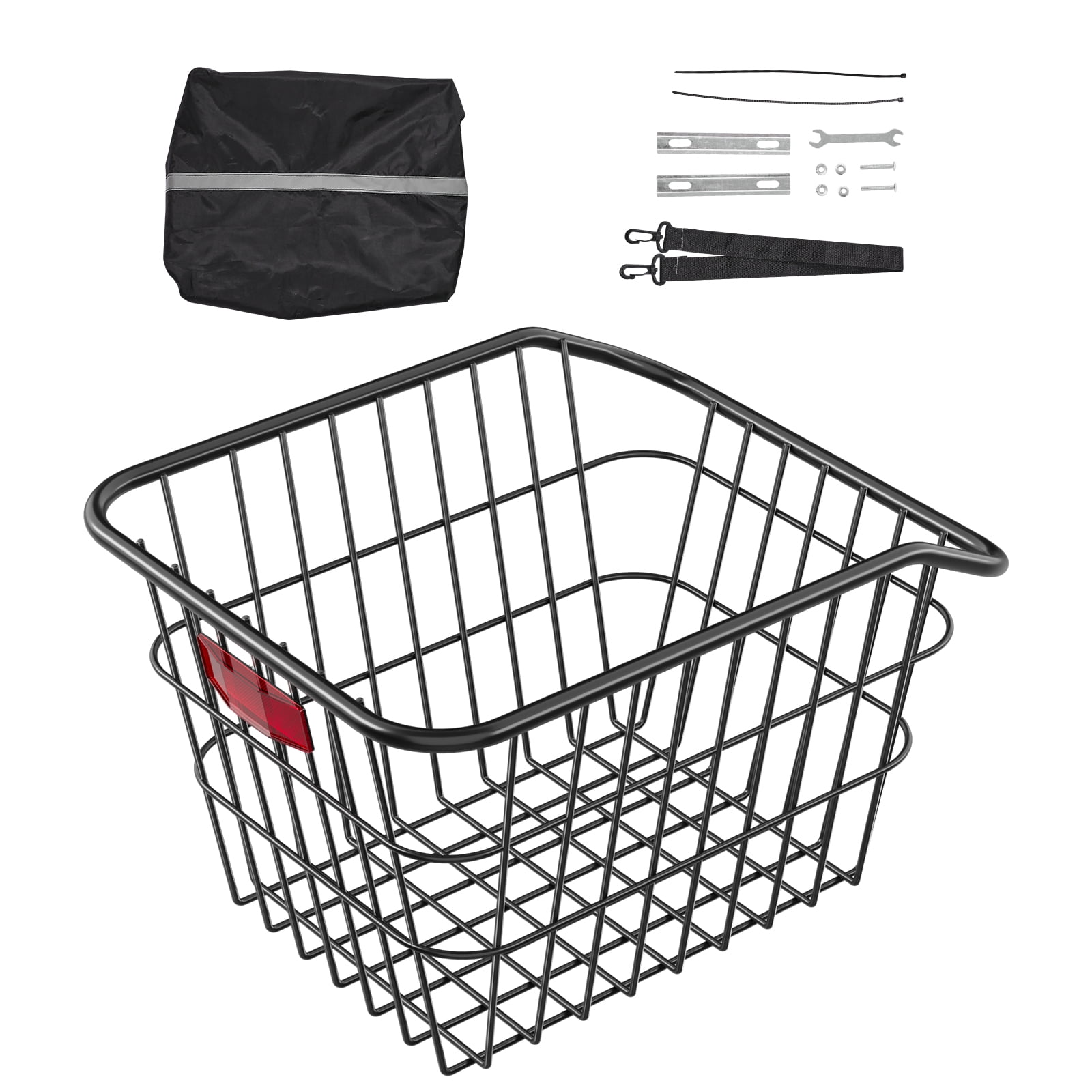 KFFKFF Bike Basket, Built with Durable Metal Grid, Includes Reflective ...