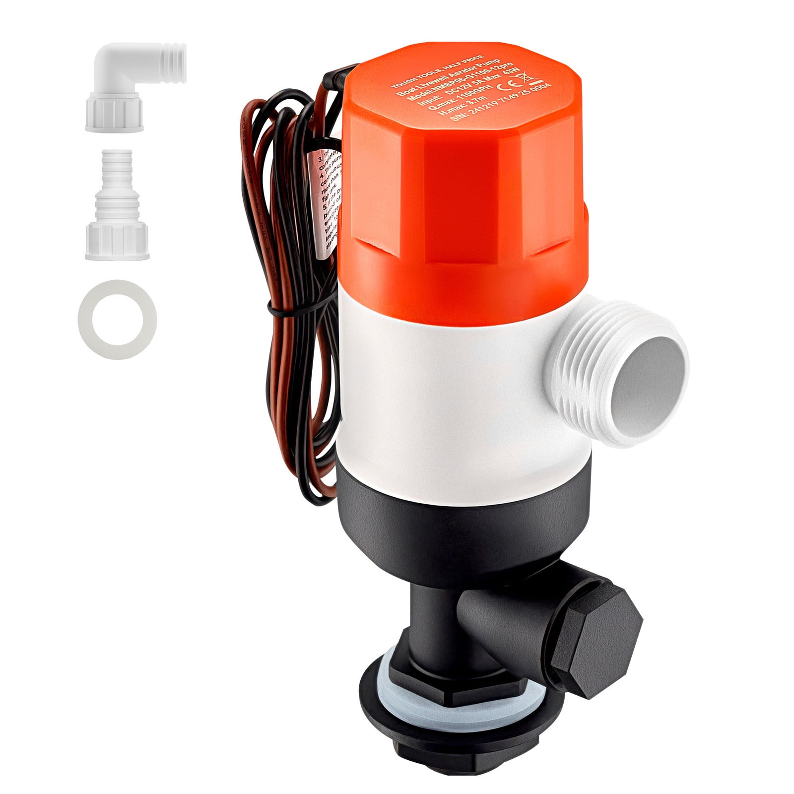 KFFKFF Boat Livewell Pump, 12V 1100 GPH Livewell Pump with Straight ...