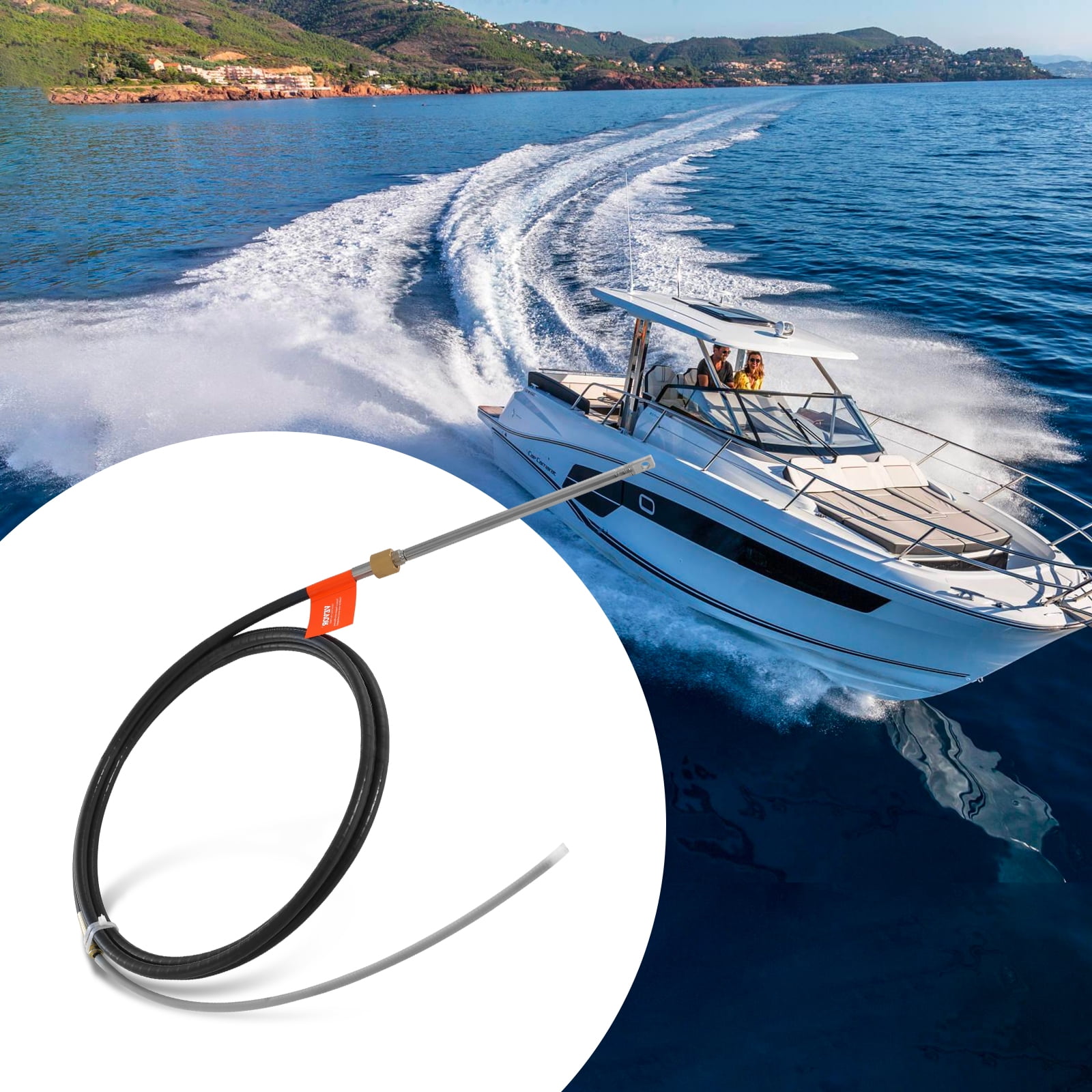 KFFKFF Boat Steering Cable 17 ft for Single-Station Outboard Steering ...