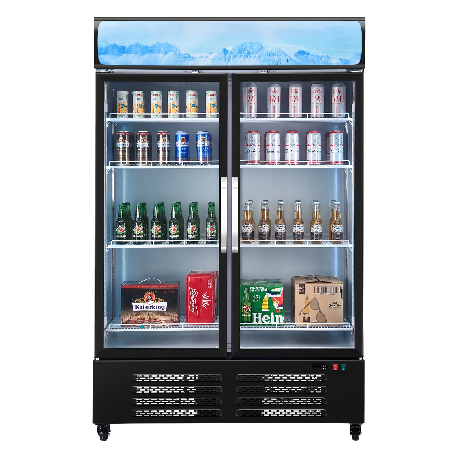 KFFKFF Commercial Merchandiser Refrigerator 2 Glass Doors 36.27 Cu ft ...