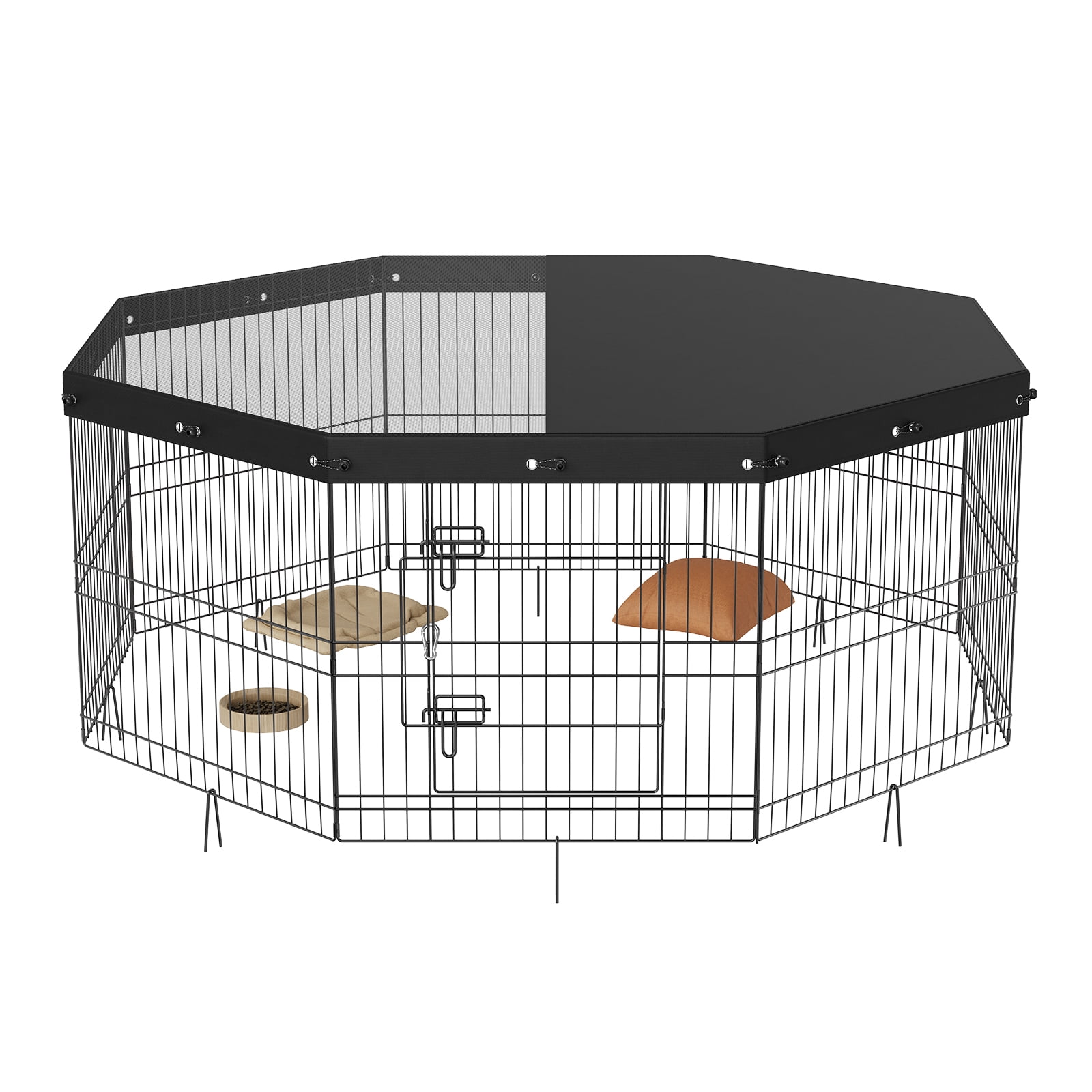 KFFKFF Canine Play Area, Metal Structure with 8 Collapsible Panels, 24 ...