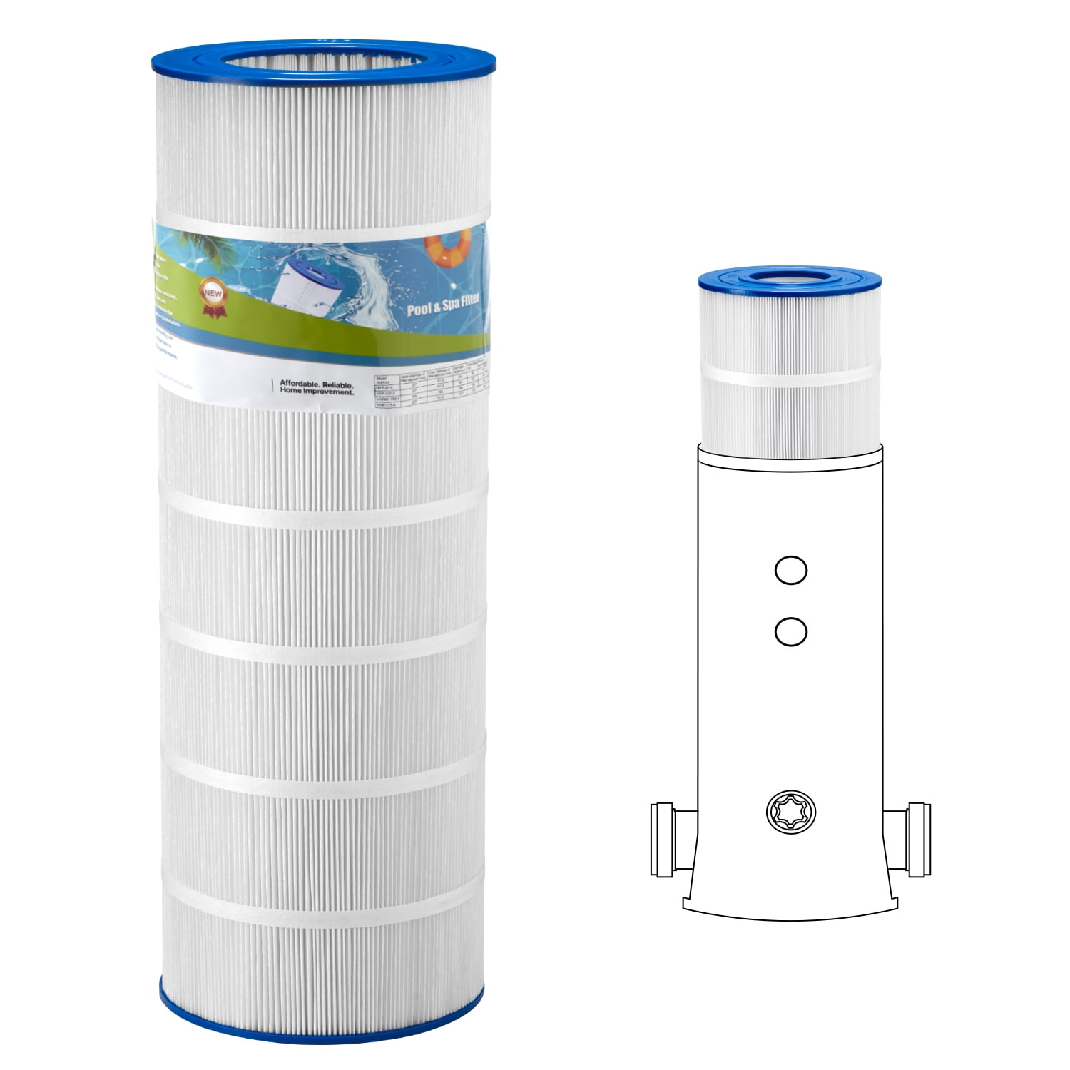 KFFKFF Pool Filter Cartridge, 150 Sq. Ft Spa and Hot Tub Filter ...